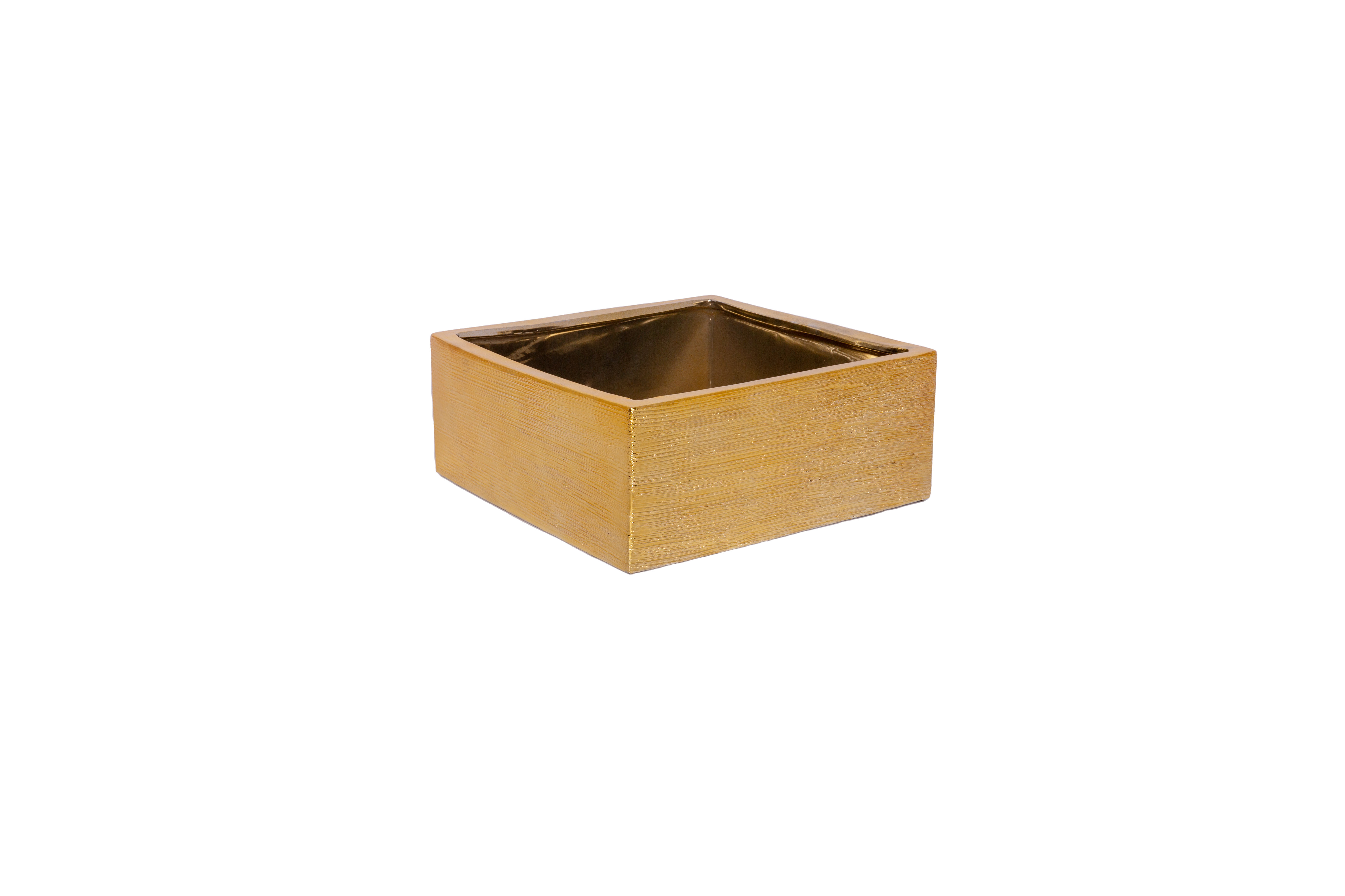 Mercer41 Ceramic Square Pot Gloss Finish Gold | Wayfair