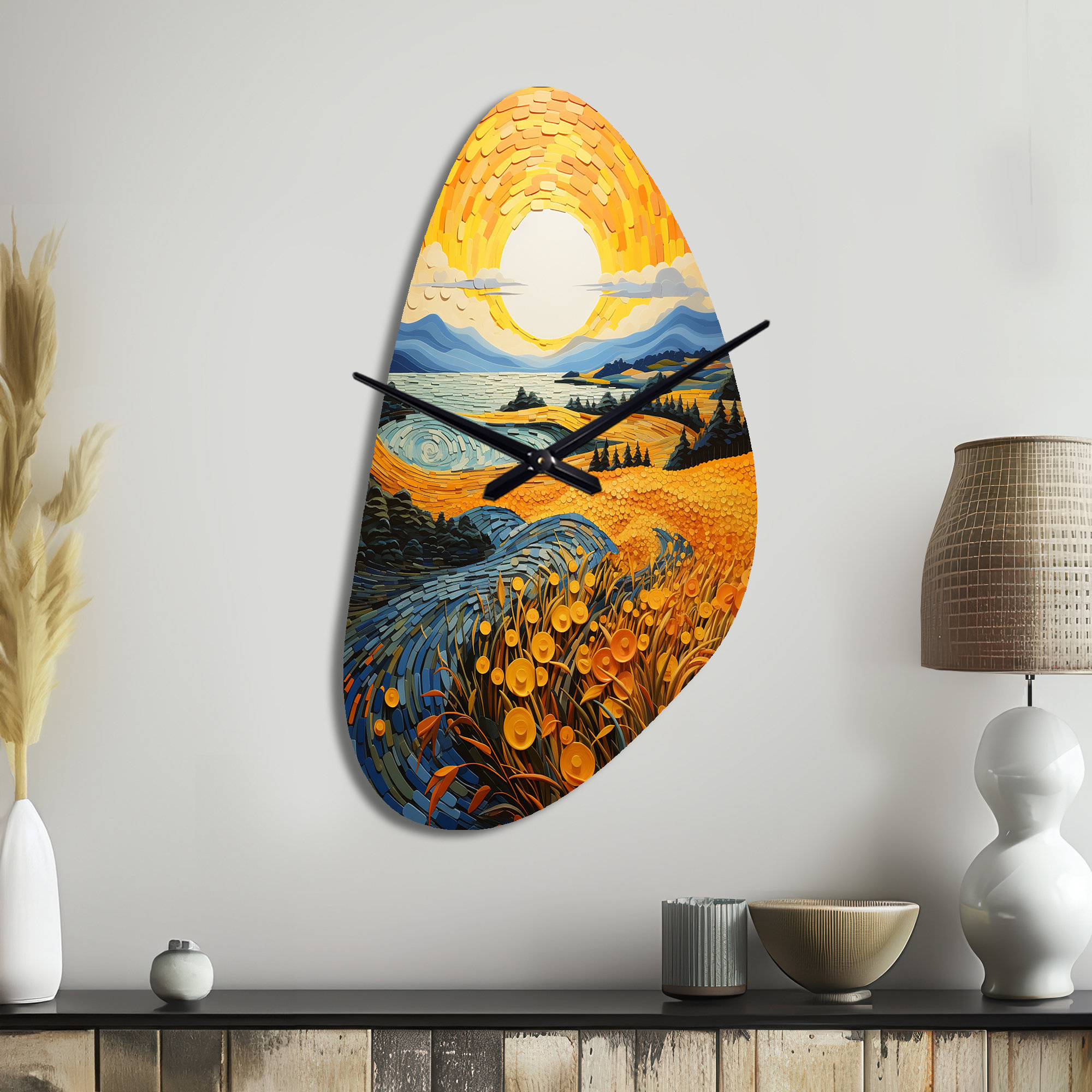 Design Art Vangogh Harvest Time In The Wheat Fields II - Fall Shape ...