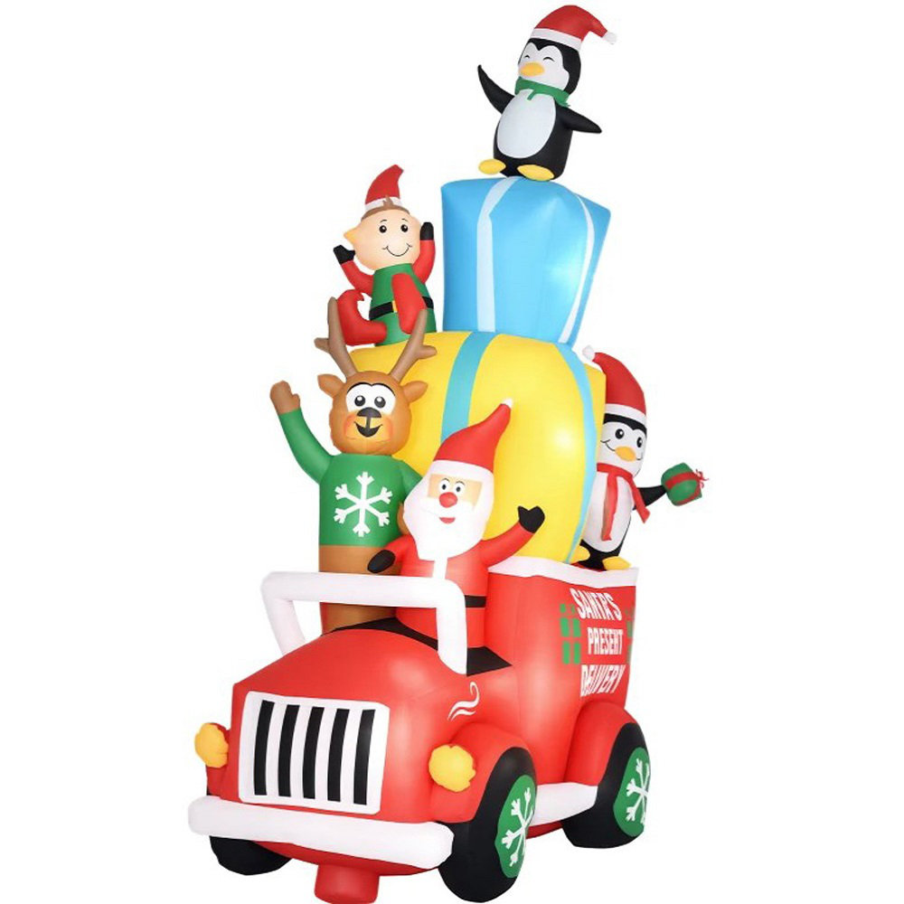 One Allium Way® Inflatable Santa Gift Delivery Truck with Elf,Reindeer ...