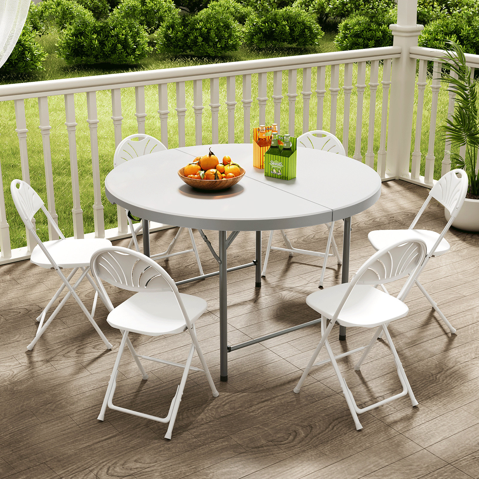 Magshion 4Ft Round Folding Table, Portable Plastic Table For Camping ...