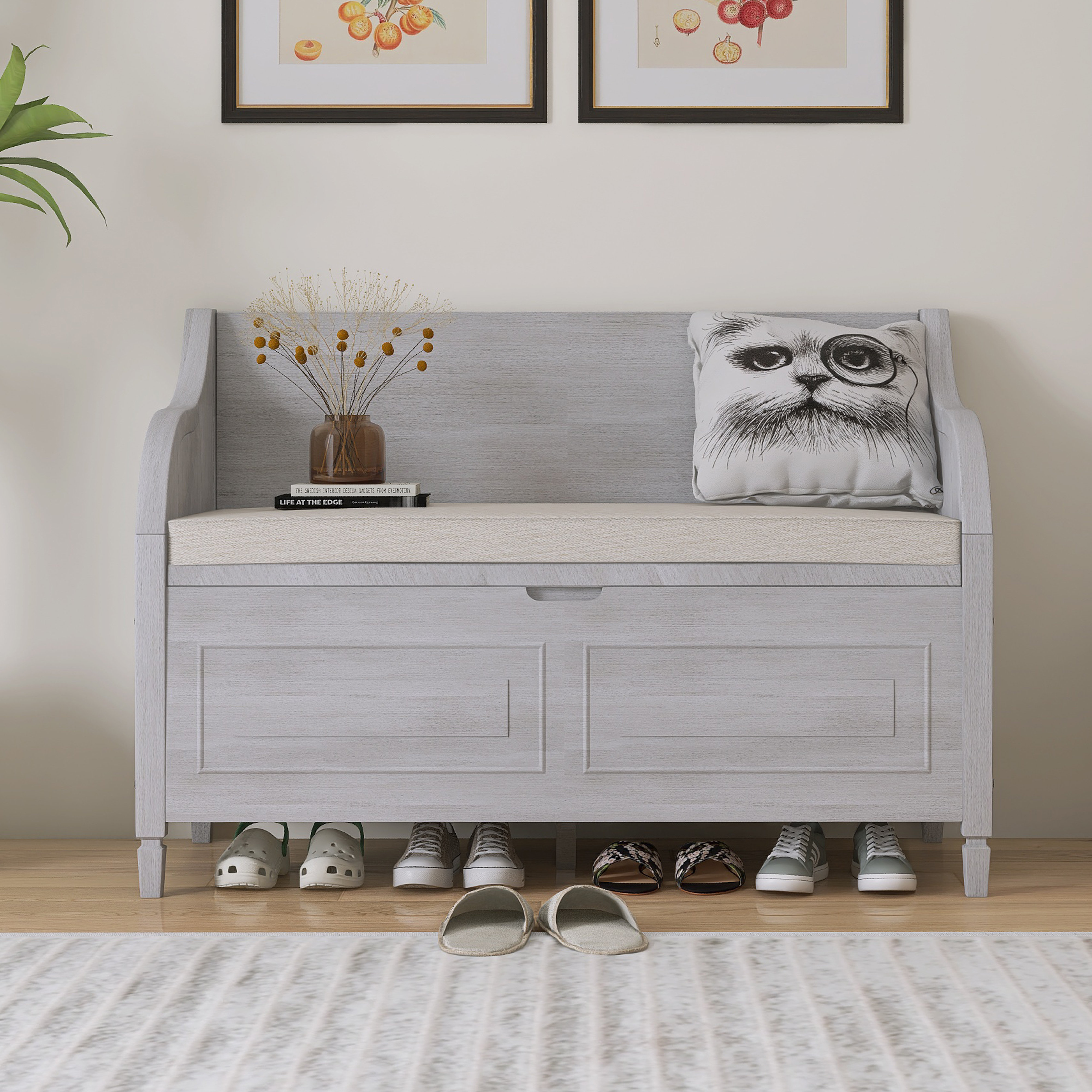 Darby Home Co Rustic Style Solid Wood Entryway Multifunctional Storage ...