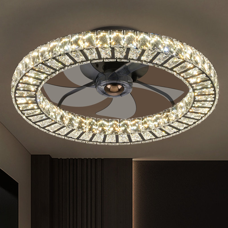Mercer41 22" Hudman Dimmable Crystal Ceiling Fan with LED Lights ...