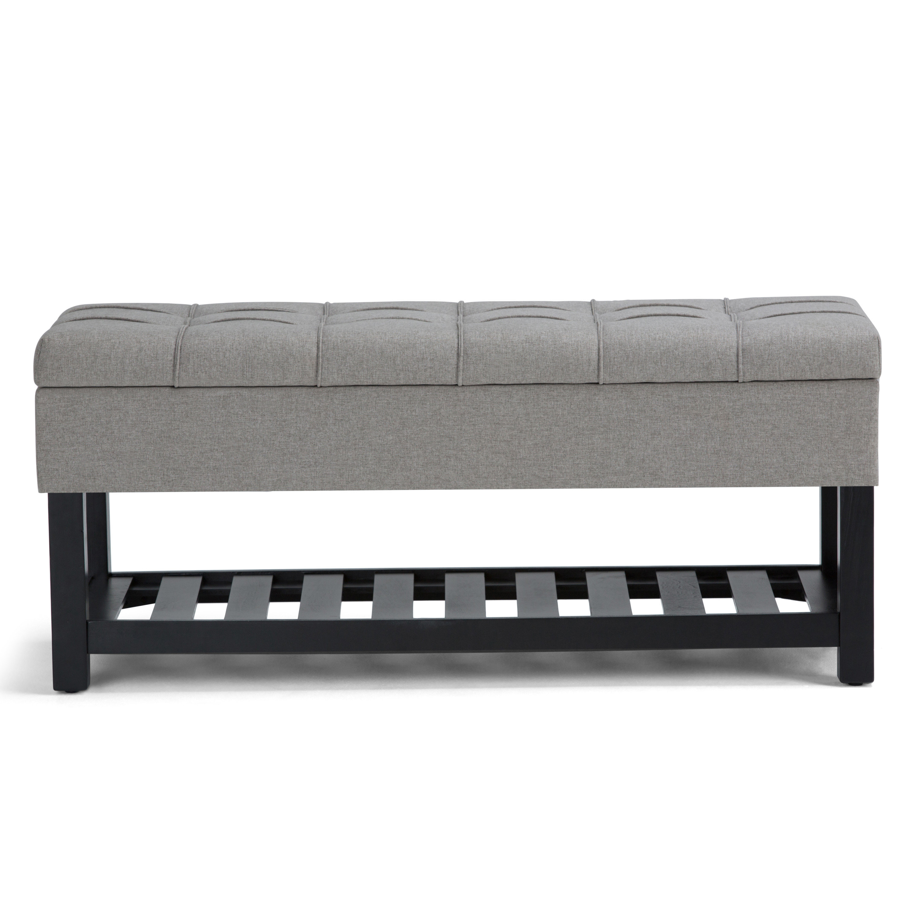 Simpli Home Saxon 43"W Tufted Transitional Storage Ottoman Bench with ...