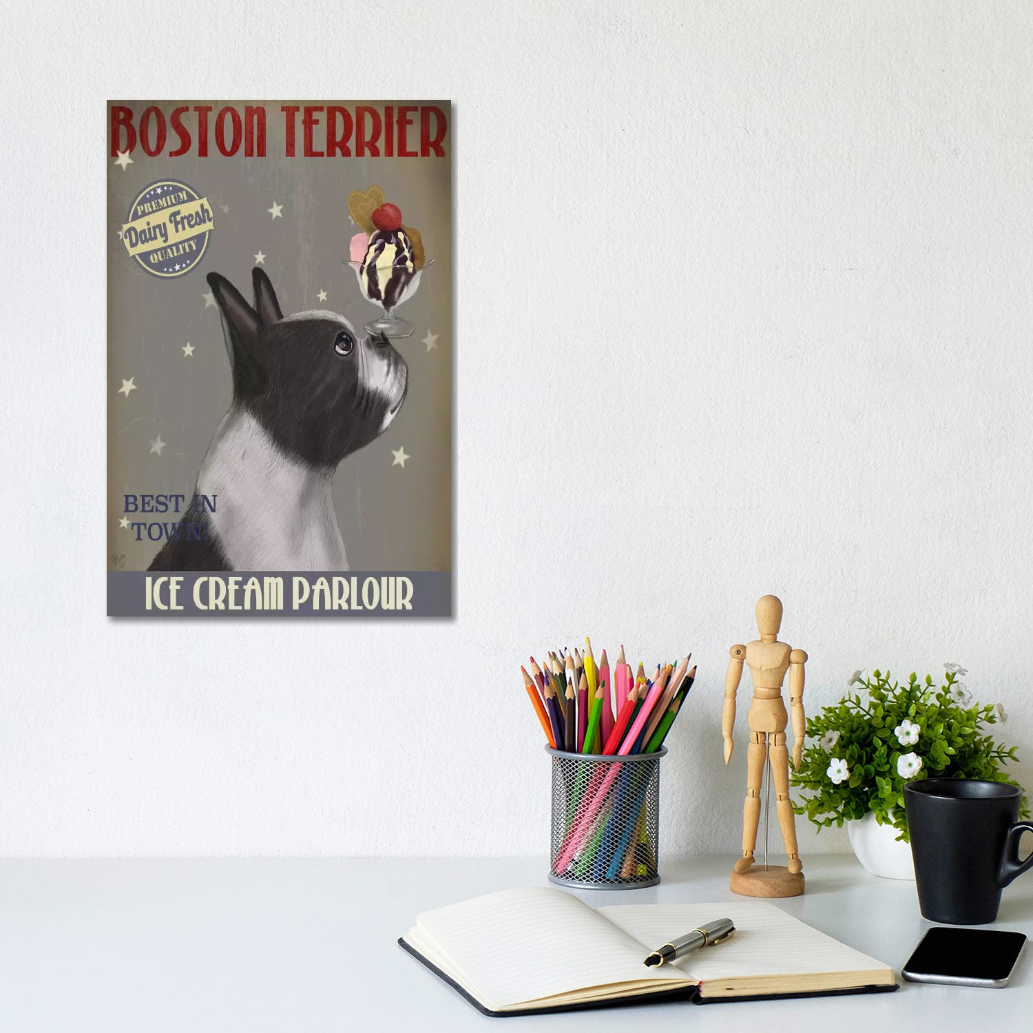 Happy Larry Boston Terrier Ice Cream Parlour by Fab Funky - Wrapped ...
