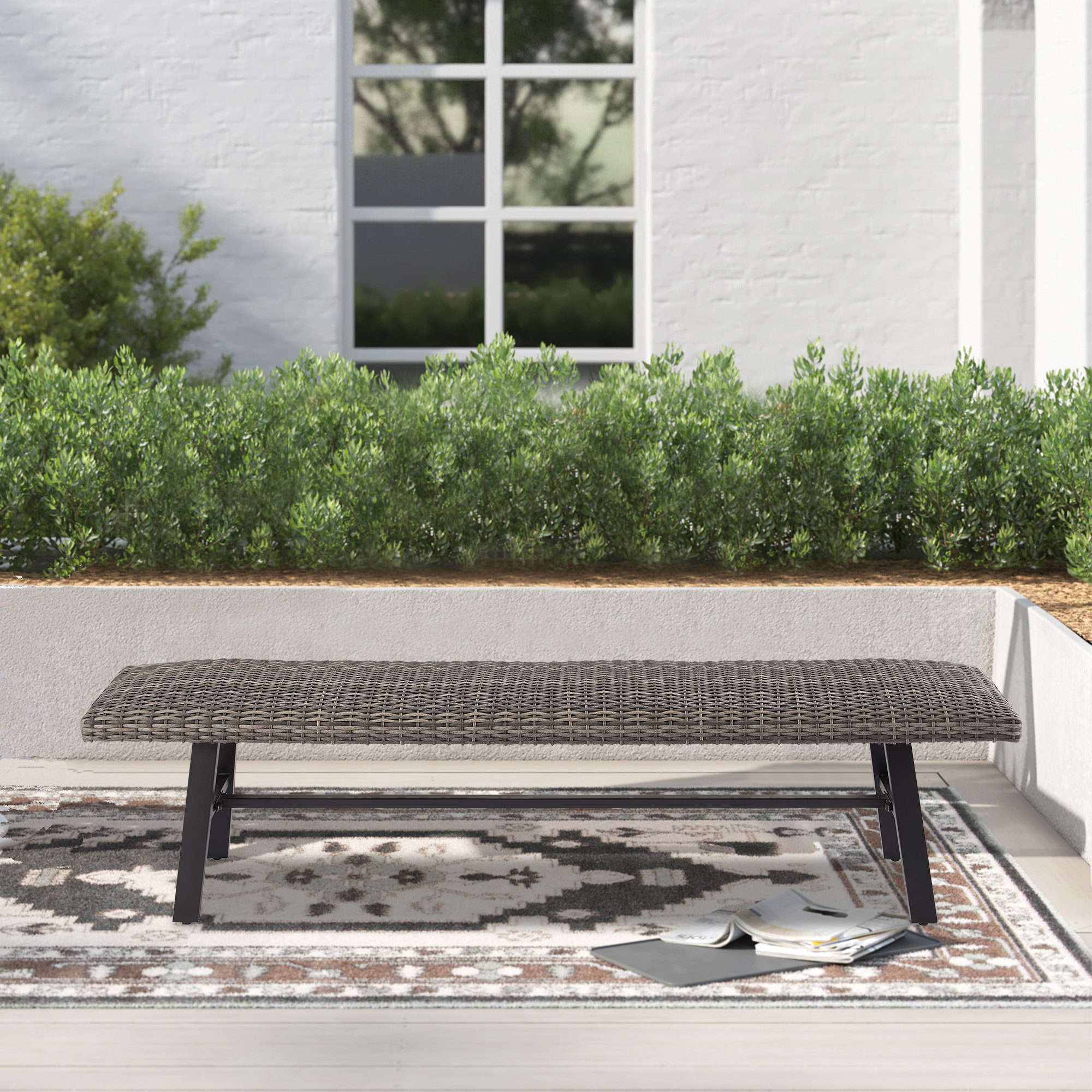 Red Barrel Studio® Outdoor Padded Wicker Bench - Wayfair Canada