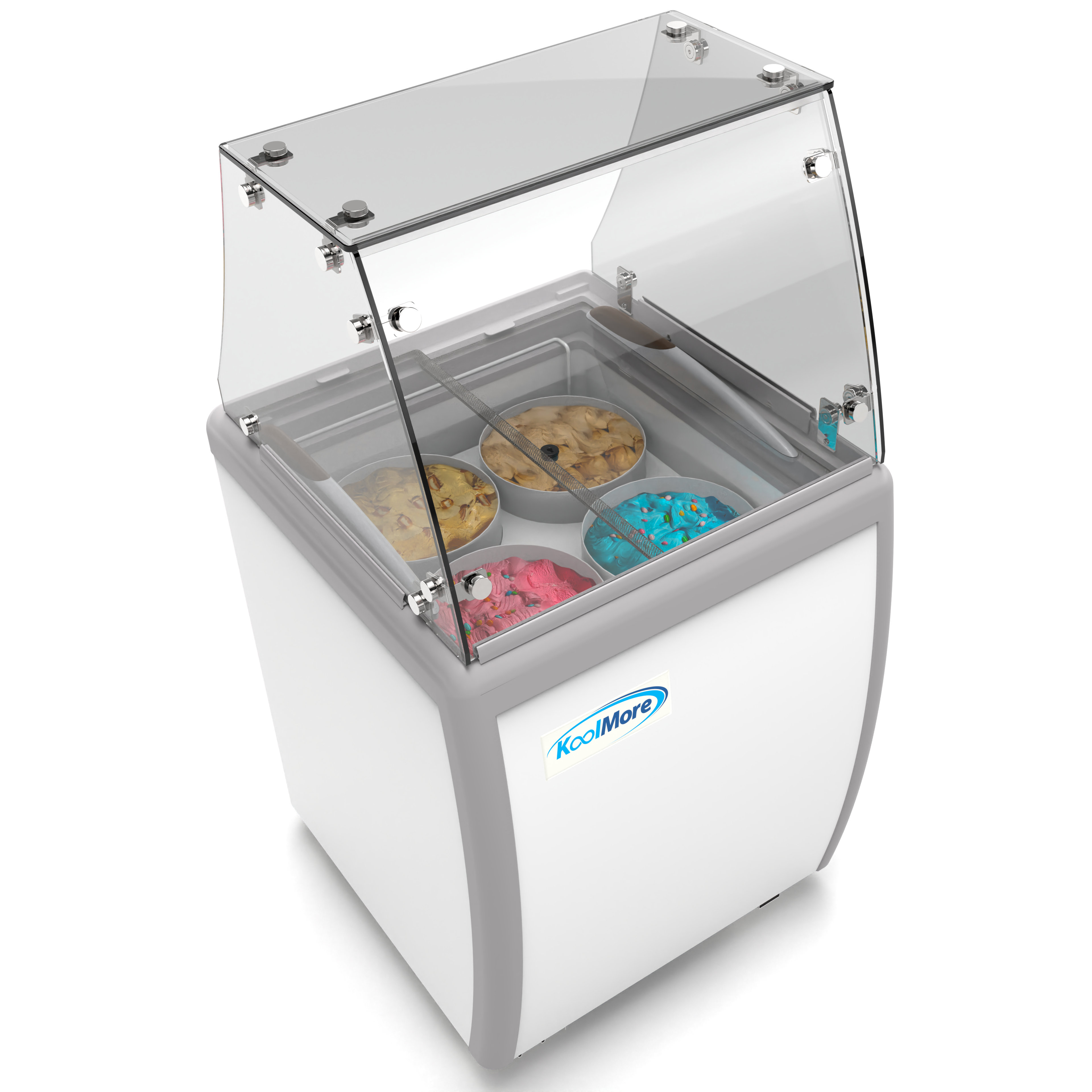 KoolMore 26 in. 4 Tub Ice Cream Dipping Cabinet Display Freezer with ...
