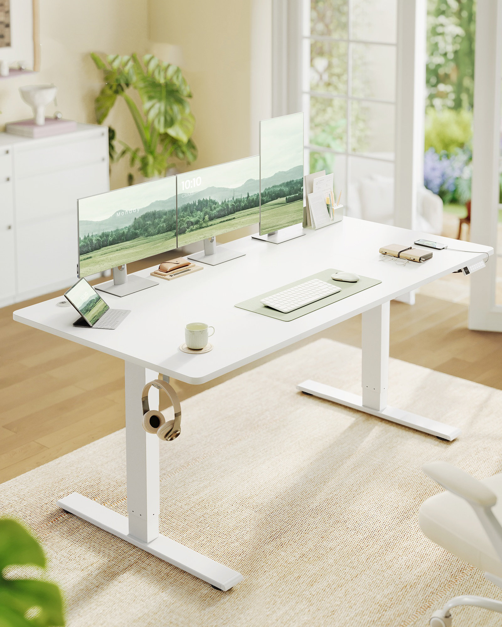 LEDREM Electric Standing Desk, 160 X 80 Cm, USB C Port, Cable Tray ...