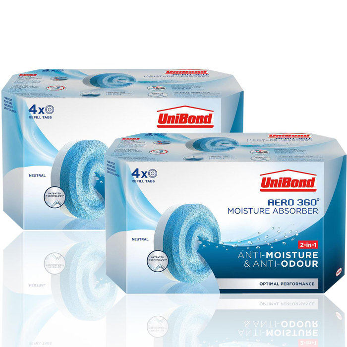 Unibond Aero 360 Moisture Absorber & Neutral Refill Tab 450g, 4pk X 2 ...