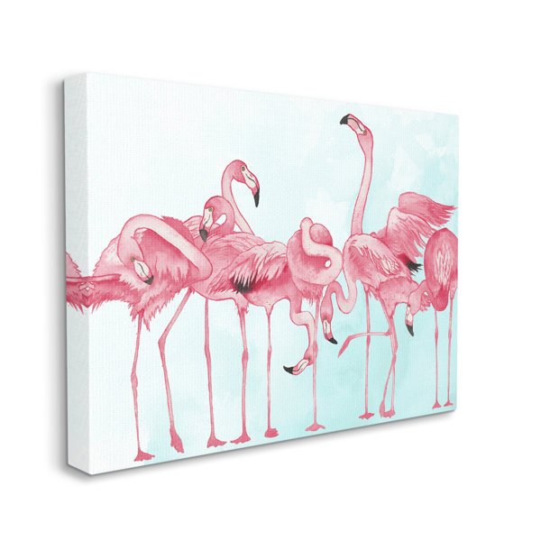 Stupell Industries Bold Pink Flamingo Flock On Canvas by Elizabeth ...