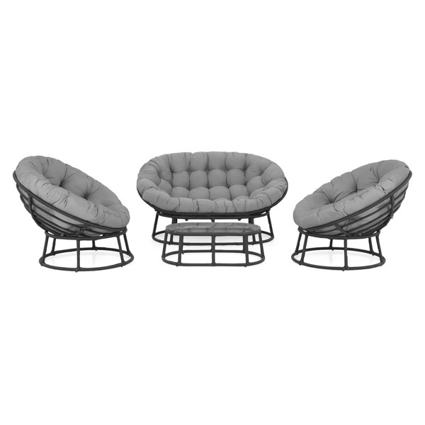 George Oliver Critchlow 4 - Person Outdoor Seating Group with Cushions ...