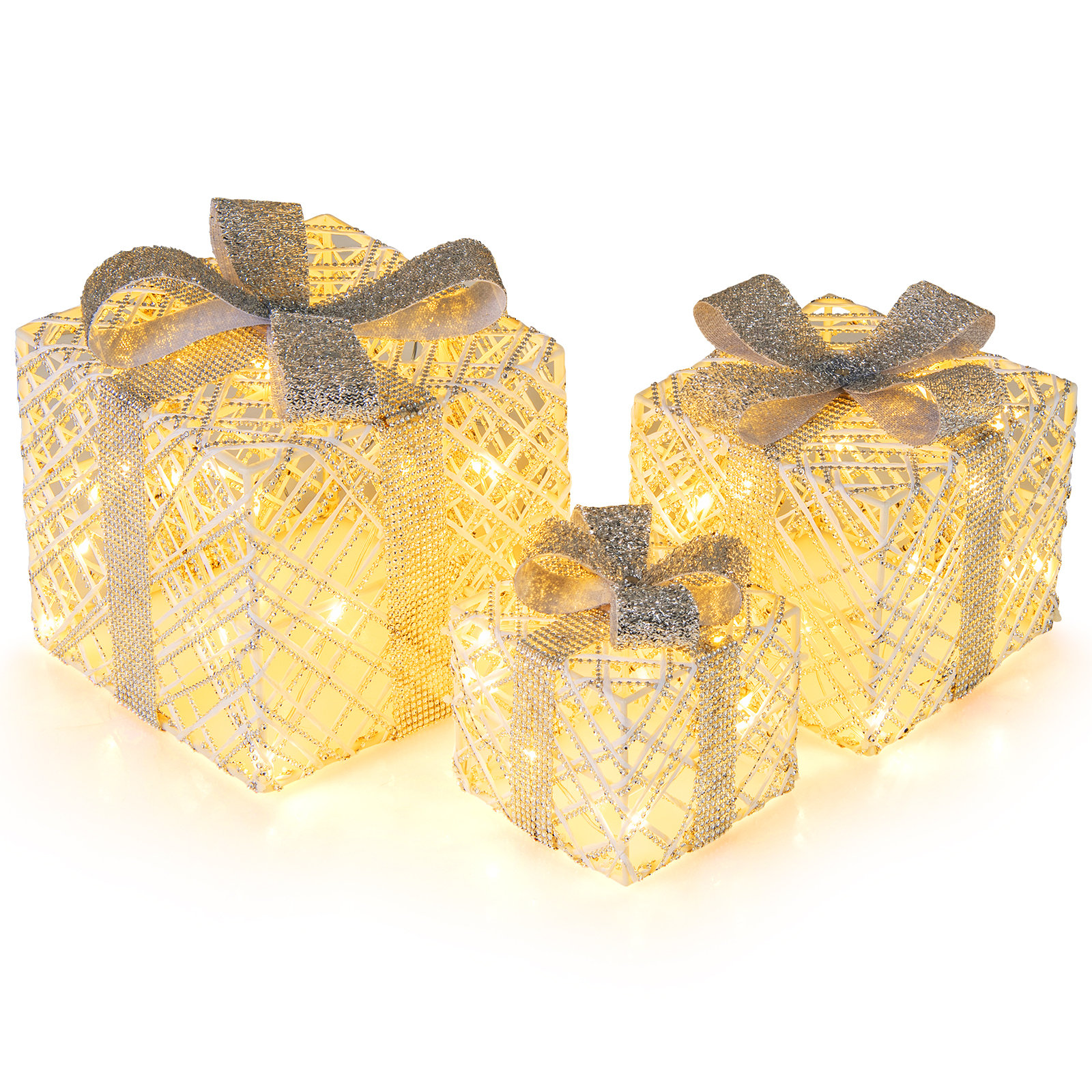 Mercer41 3 Pack Christmas Lighted Gift Box With LED Lights | Wayfair