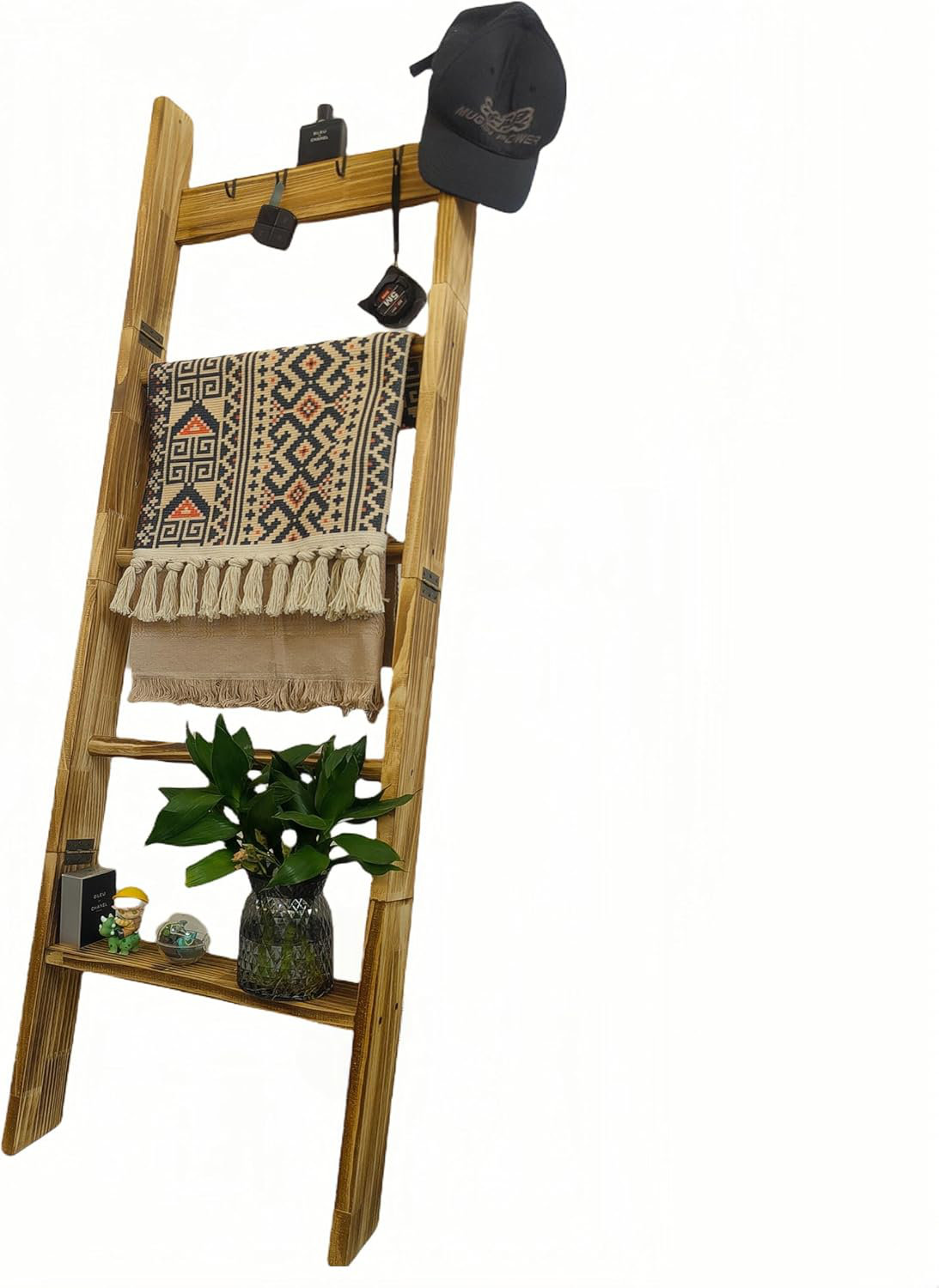 Hokku Designs 5-Tier Blanket Ladder Wooden, 5.3FT/63'' Blanket Ladder ...
