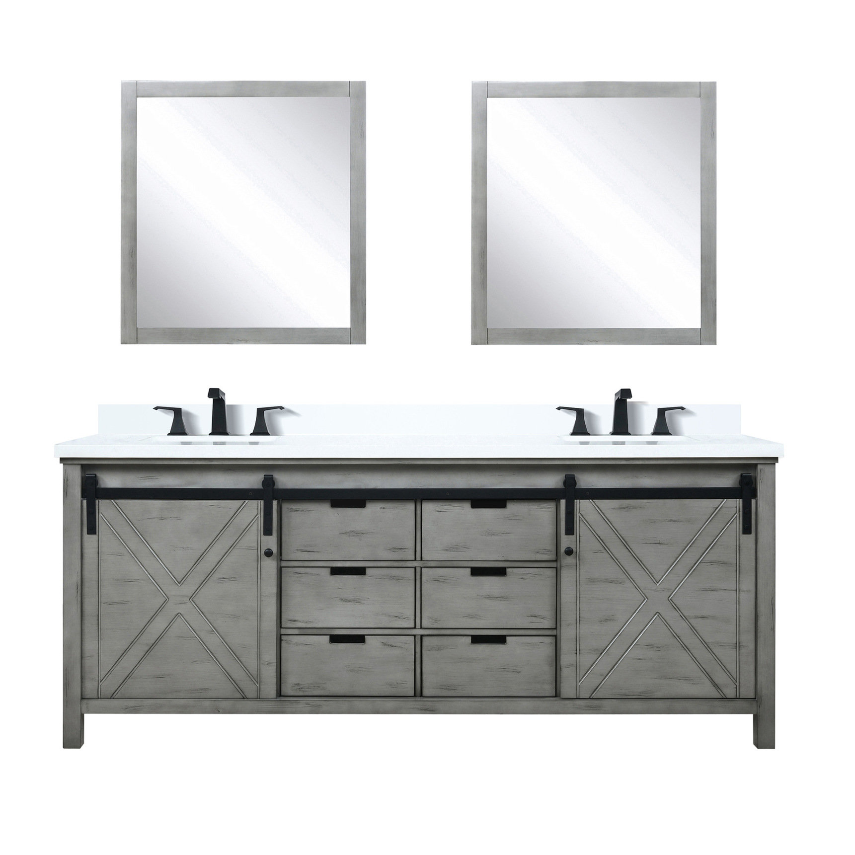One Allium Way® Ash Grey 80 In. Double Bath Vanity With Marble Top ...