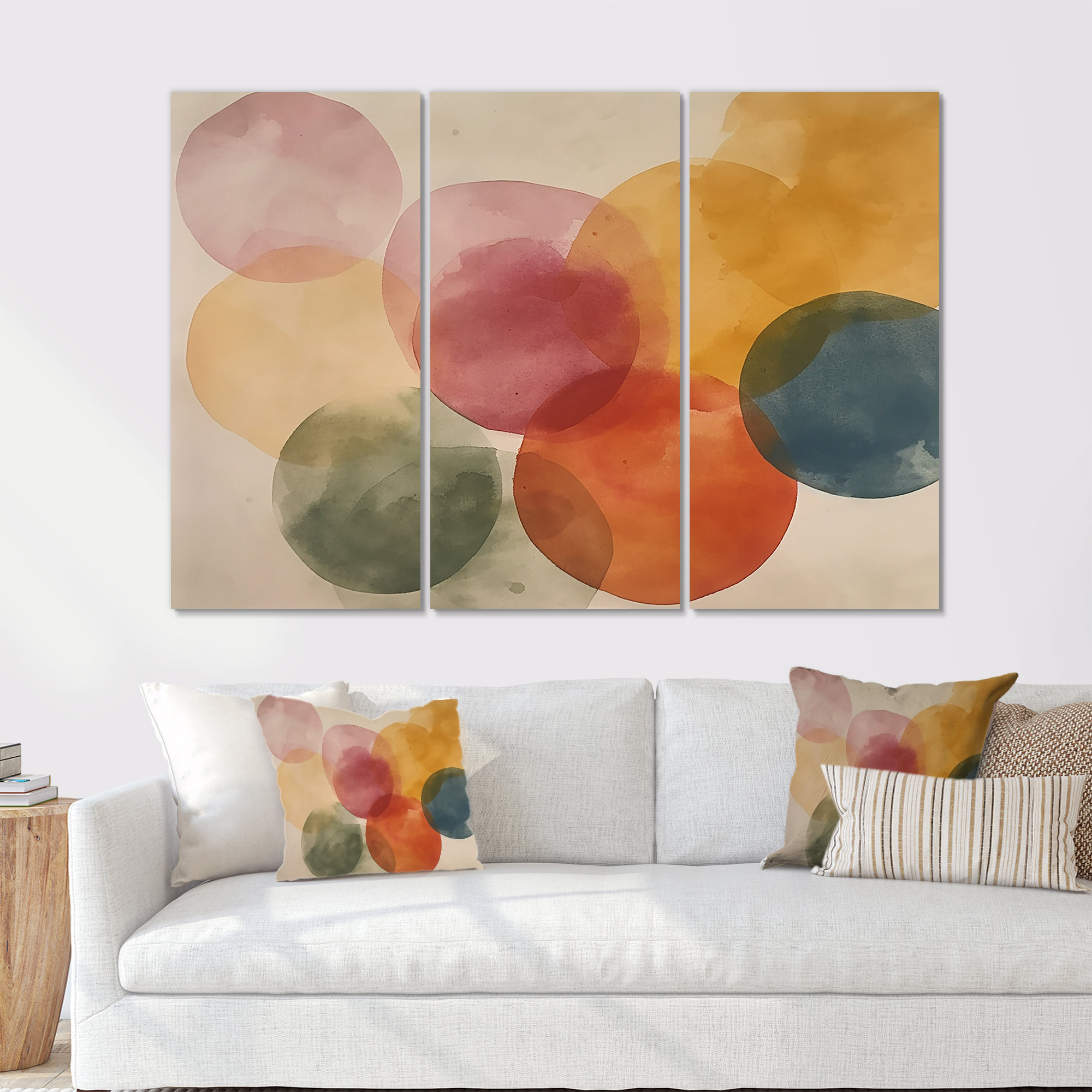 Design Art Ascending Circles Vintage Watercolor - Abstract Print Wall ...