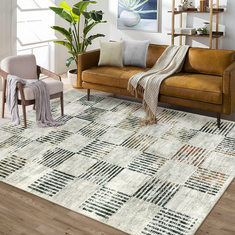 Ebern Designs Modern Abstract Area Rugs for Living Room, Anti-Slip ...