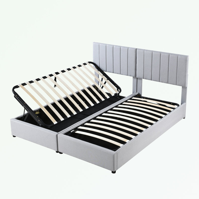 Latitude Run® King Size Upholstered Platform Bed with a Hydraulic ...