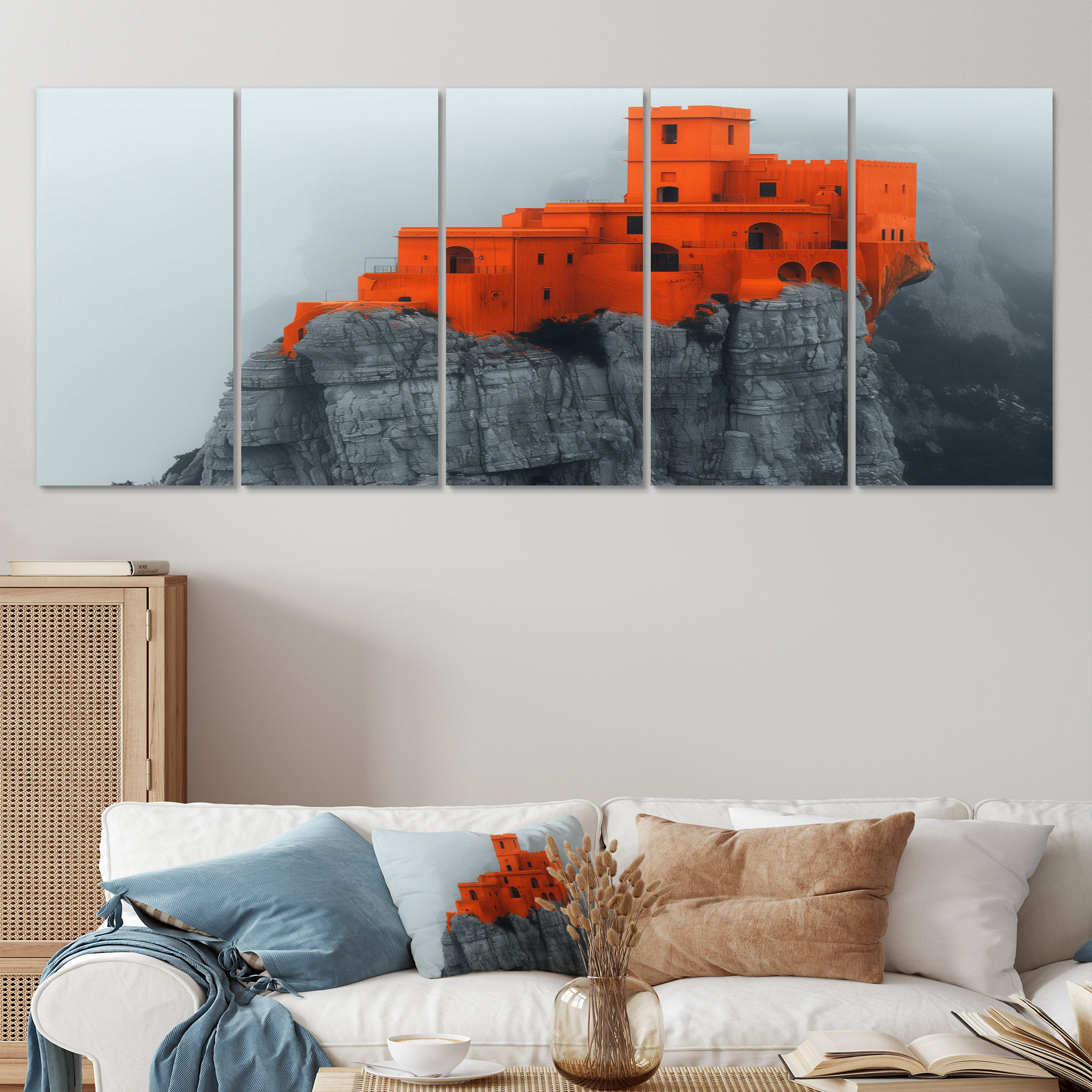 Ebern Designs Winter Orange Monochrome Mountain Fortress - Fortresses ...