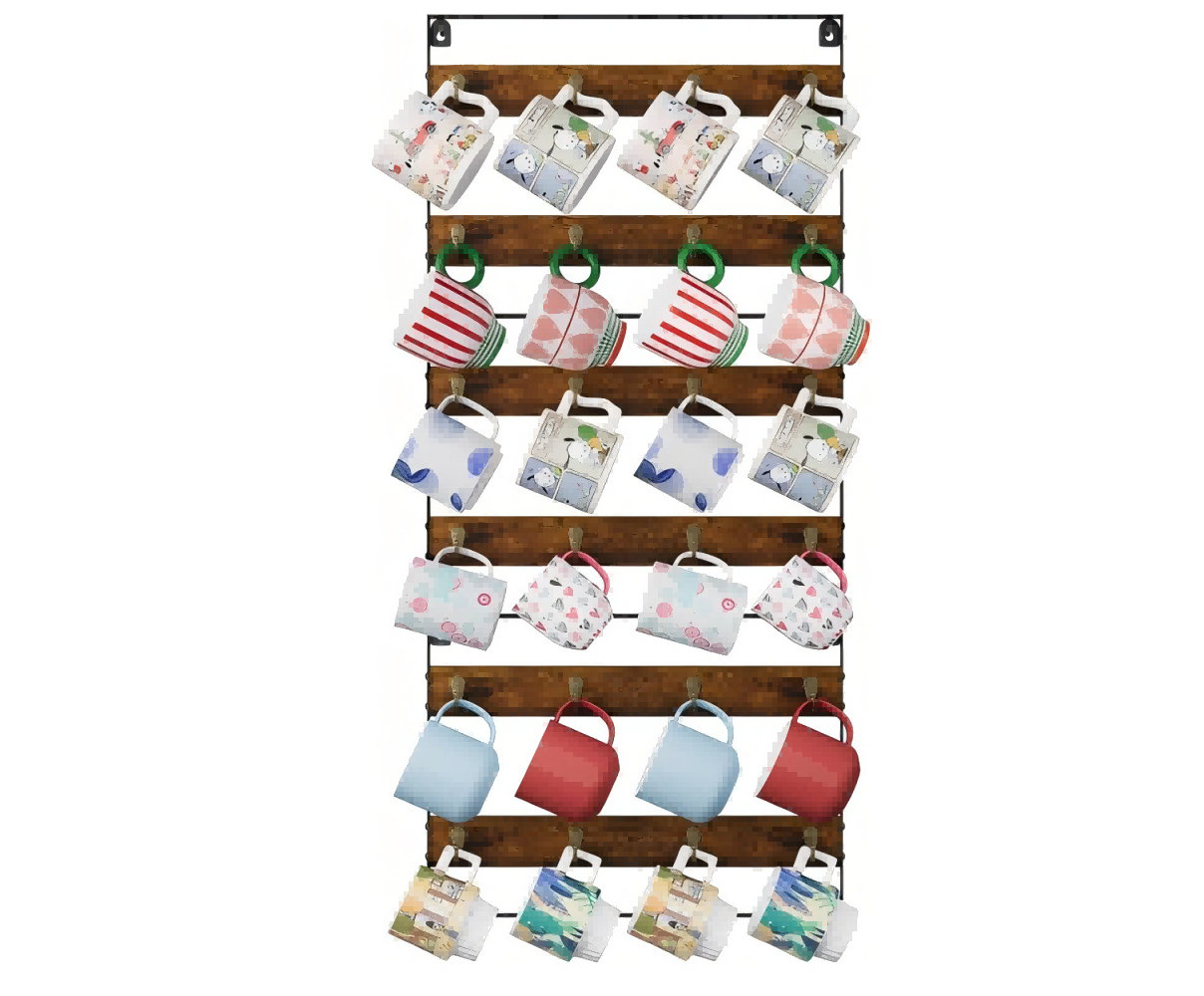 Rebrilliant Coffee Mug Holder Wall Mount Up To Hold 24 Mugs, 6-Tier ...