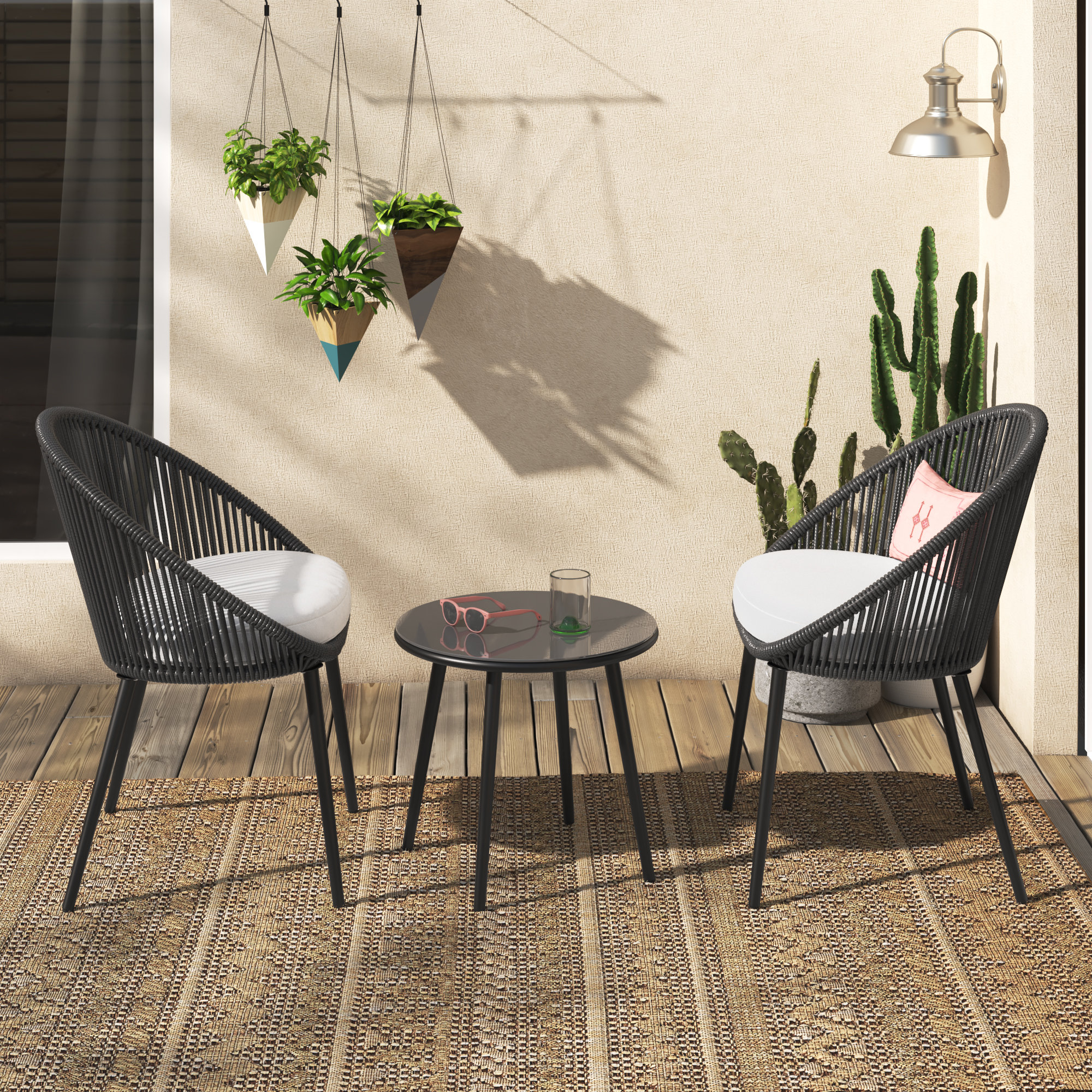 Mistana™ Febus 3-Piece Patio Bistro Set, Outdoor Conversation Chair Set ...