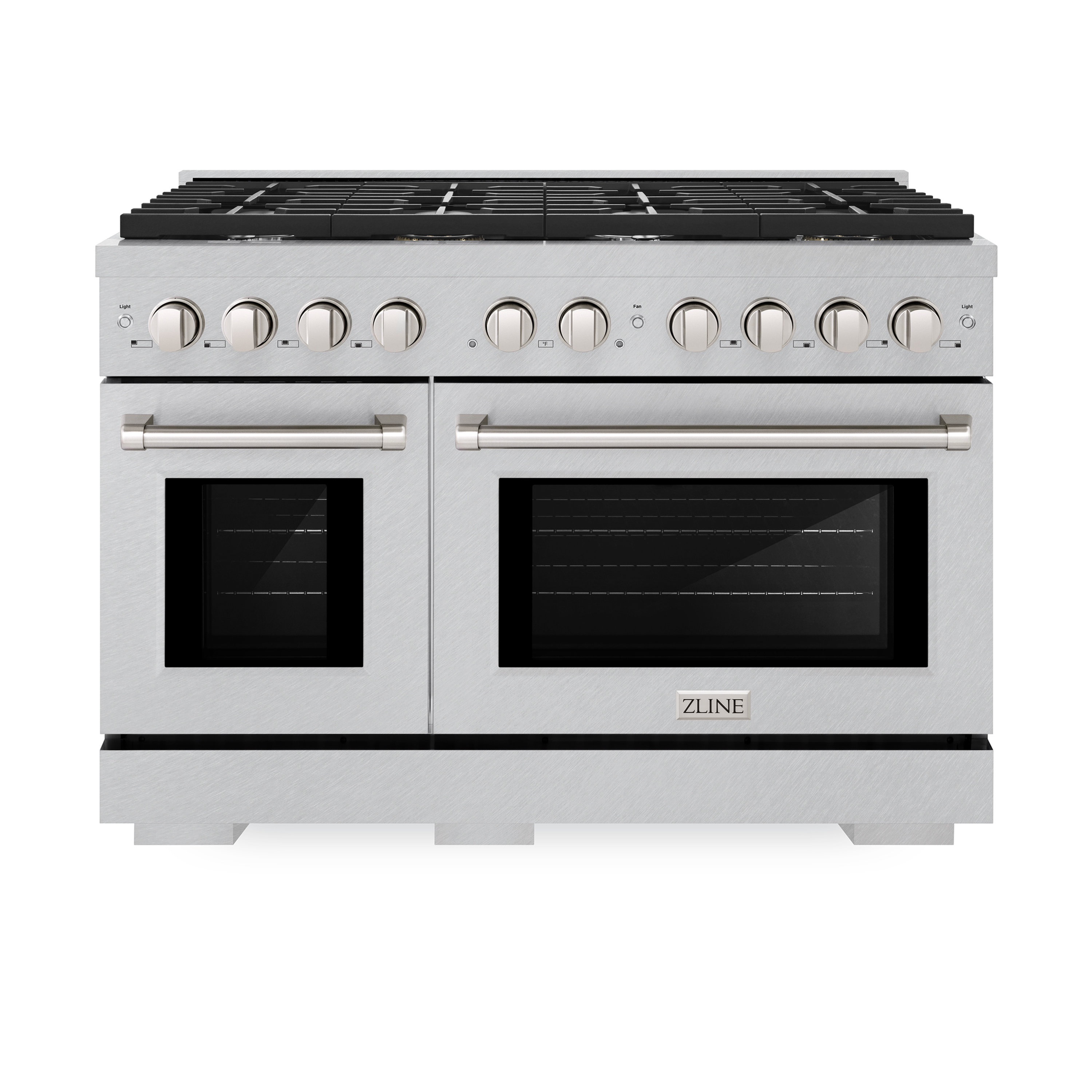 ZLINE 48 in. Paramount Satin Double Oven Gas Range w/ 8 Burners & Doors ...