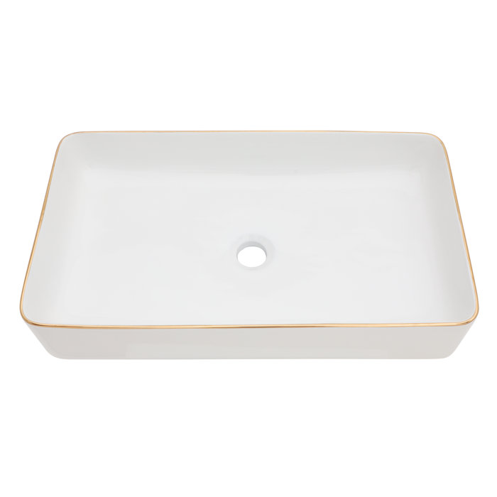 Mocoloo 24" x 14" Ceramic Rectangular Vessel Bathroom Sink with ...