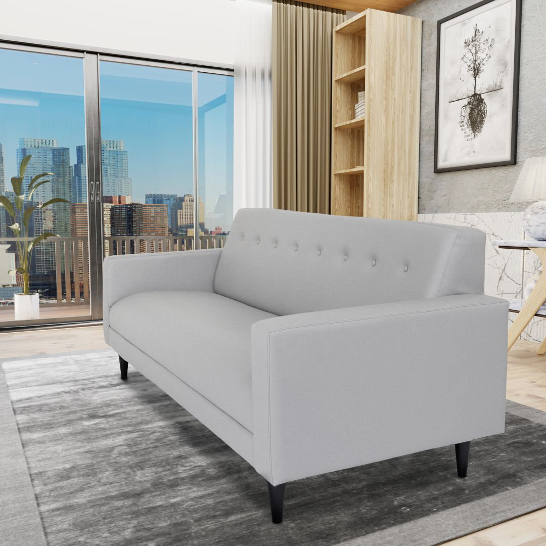 Latitude Run® Aavir Bronx Modern Grey Faux Leather Sofa Couch for ...