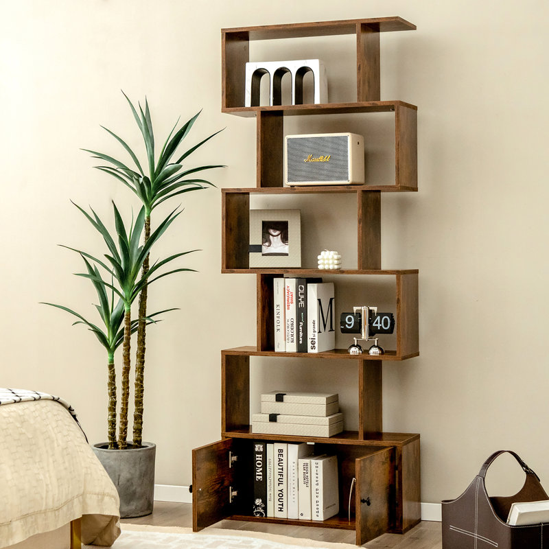 Millwood Pines Niklaus Geometric Storage Bookcase & Reviews | Wayfair