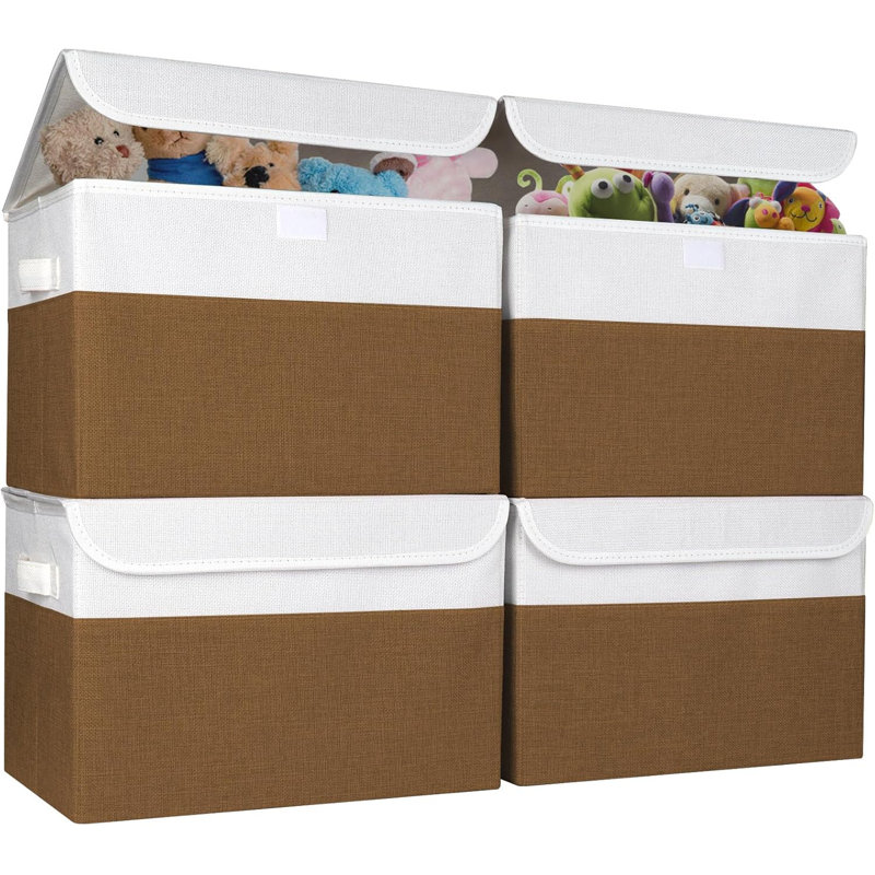 Hokku Designs Large 22 Quart Linen Fabric Foldable Storage Cube ...