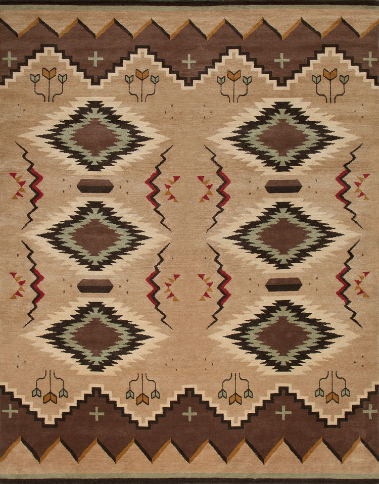 New Moon Rugs Mesa Southwestern Hand-Knotted Wool Area Rug in Brown ...