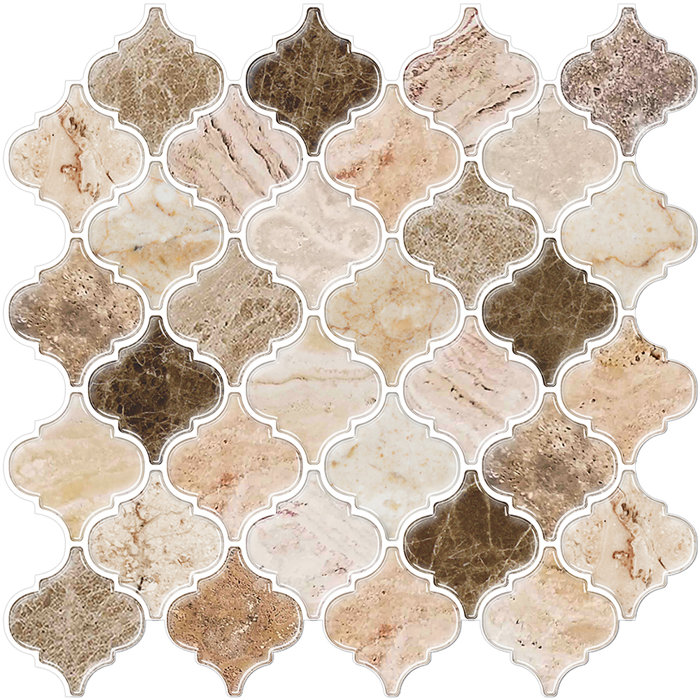 clevermosaics 12" x 12" Arabesque Beige Peel and Stick Backsplash ...
