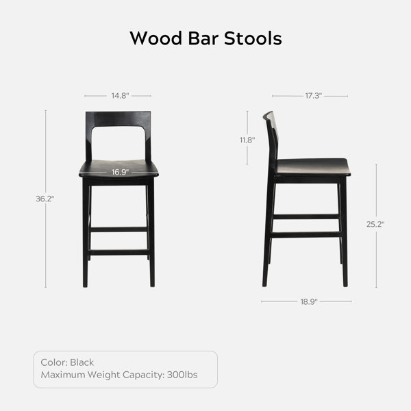 Red Barrel Studio® Solid Wood Counter Stool With Footrest & Reviews ...