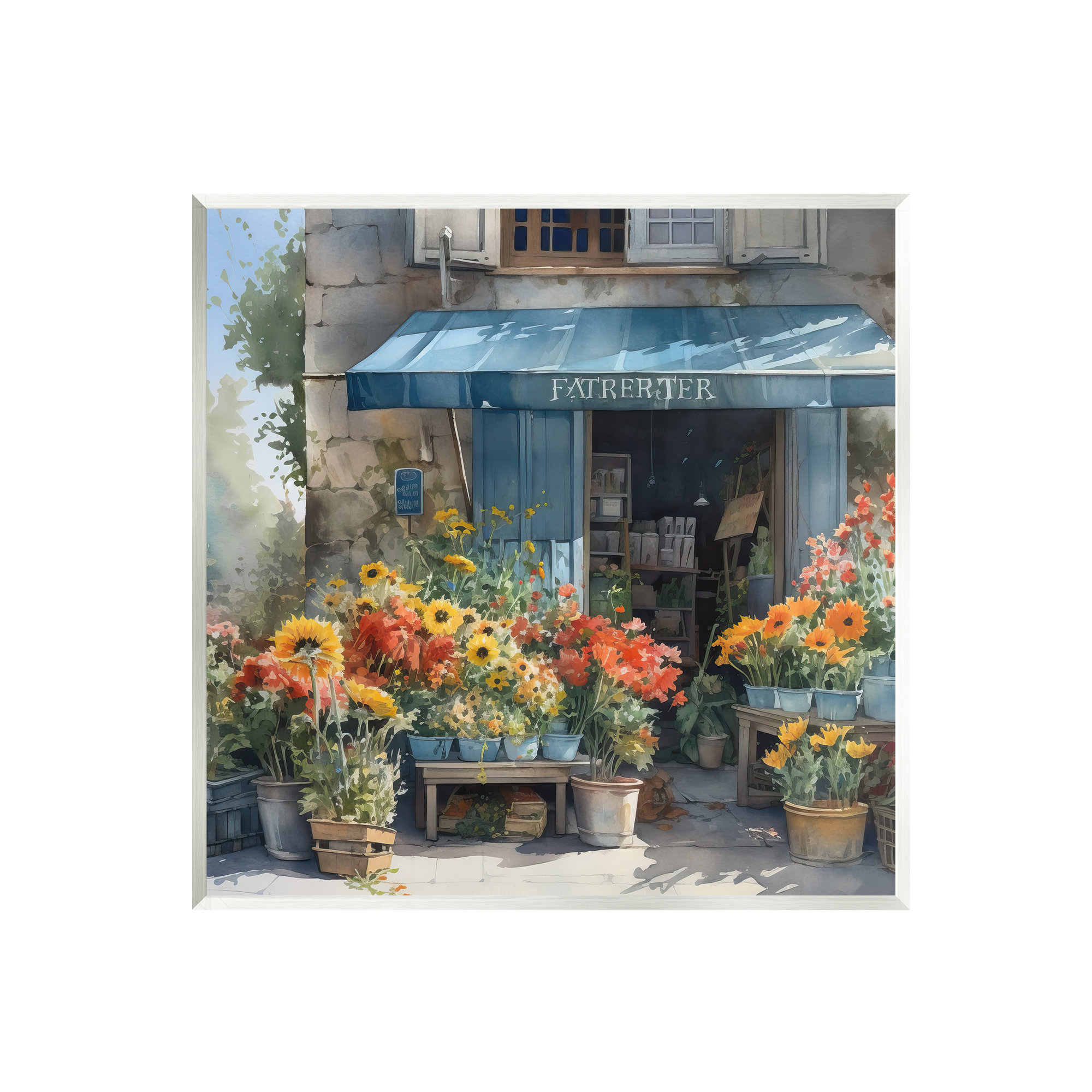 Stupell Industries Village Flower Shop On Wood by LSR Design Studio ...