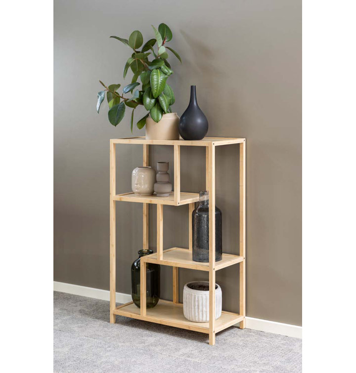 PkInvest Moso 114cm H x 77cm W Solid Wood Etagere Bookcase | Wayfair.co.uk