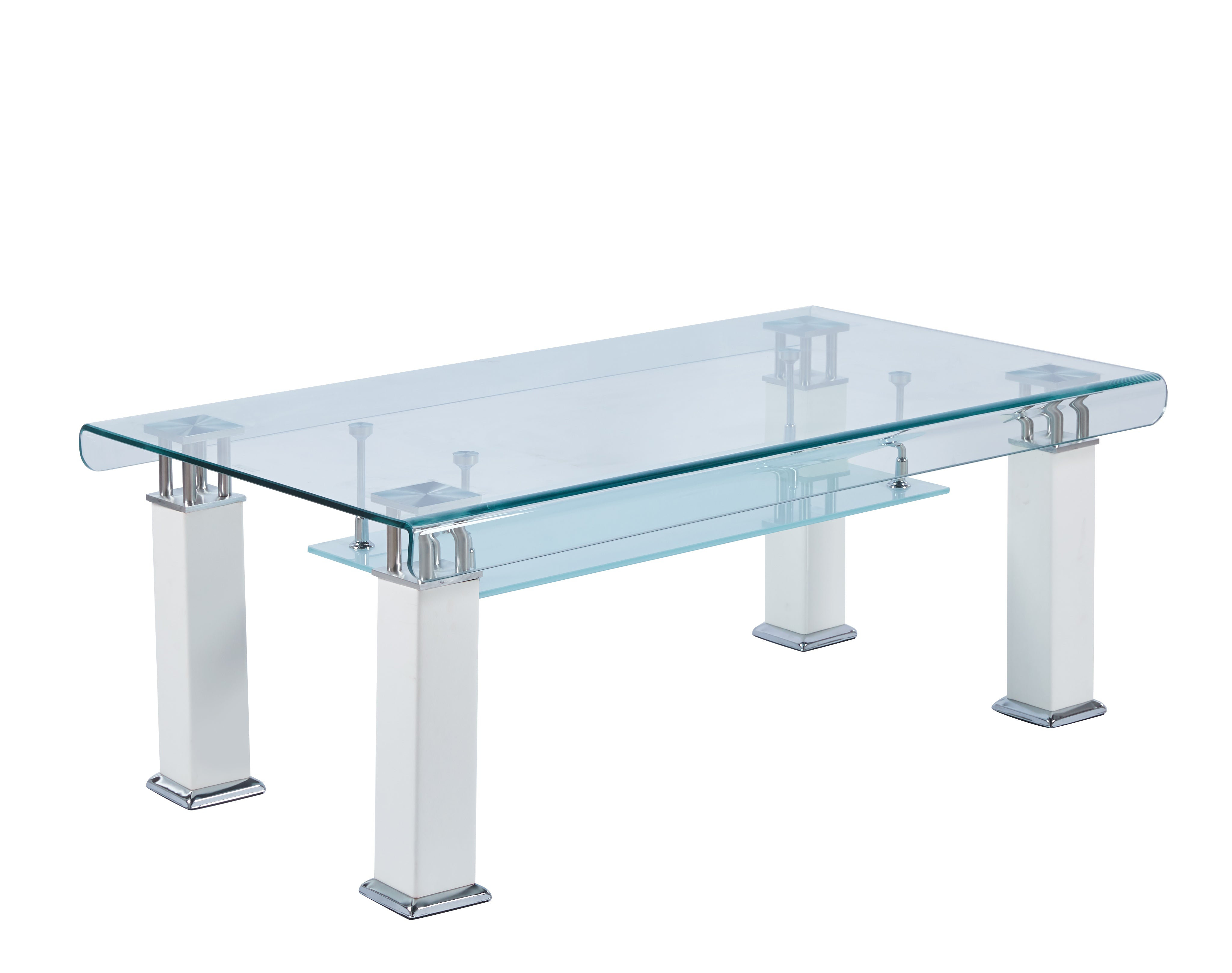 Orren Ellis Laveda Modern Glass Coffee Table With Leatherette Accents ...