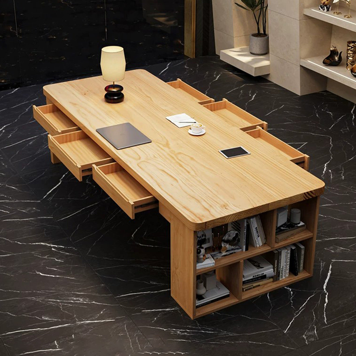 One Allium Way® Brown Rectangular Solid Wood desks | Wayfair