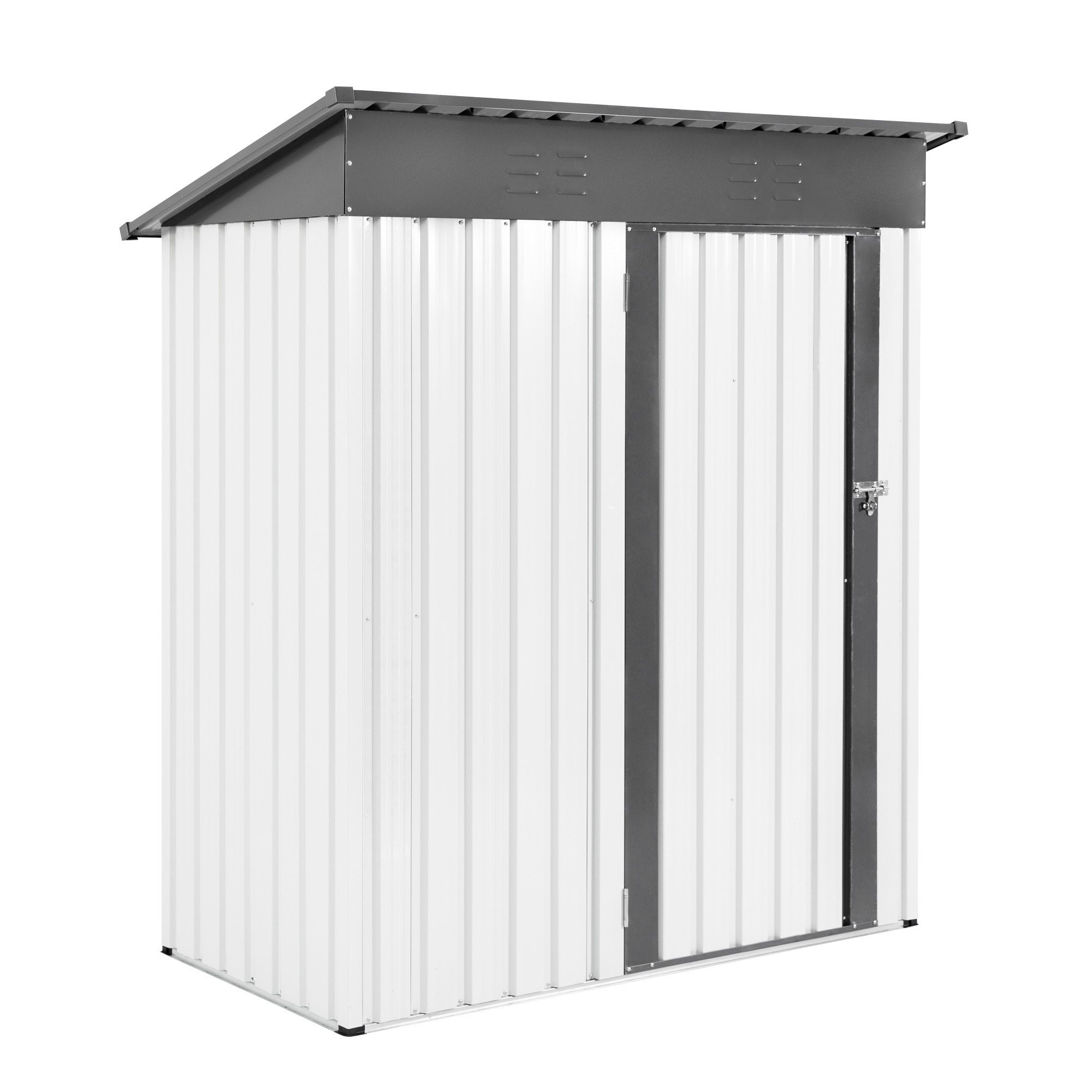 TYUNABRN Garden Metal Storage Lifter Shed Gray White 5X3x6ft Outdoor ...