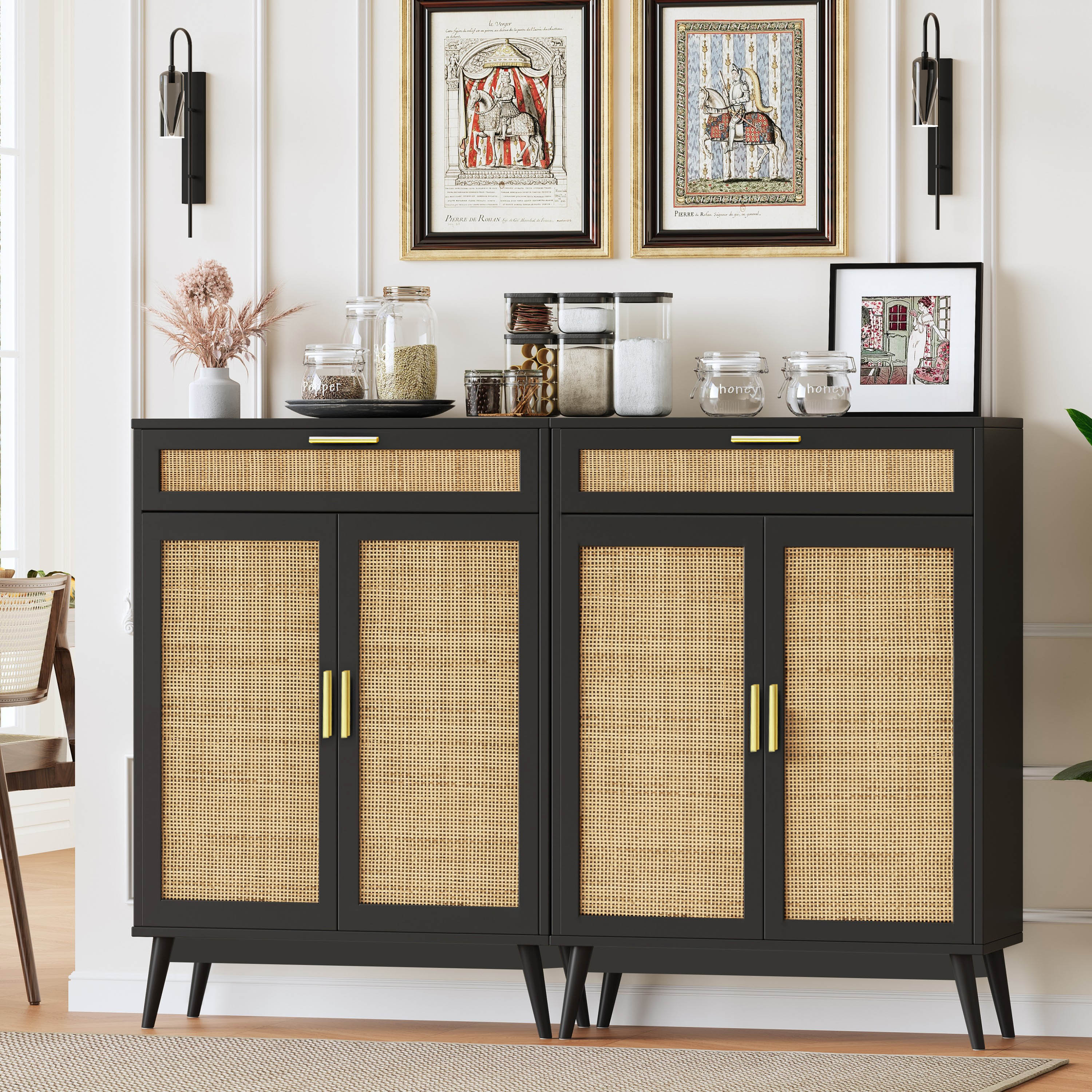 Bay Isle Home™ Storage Cabinet With Rattan Doors, Sideboard Buffet ...