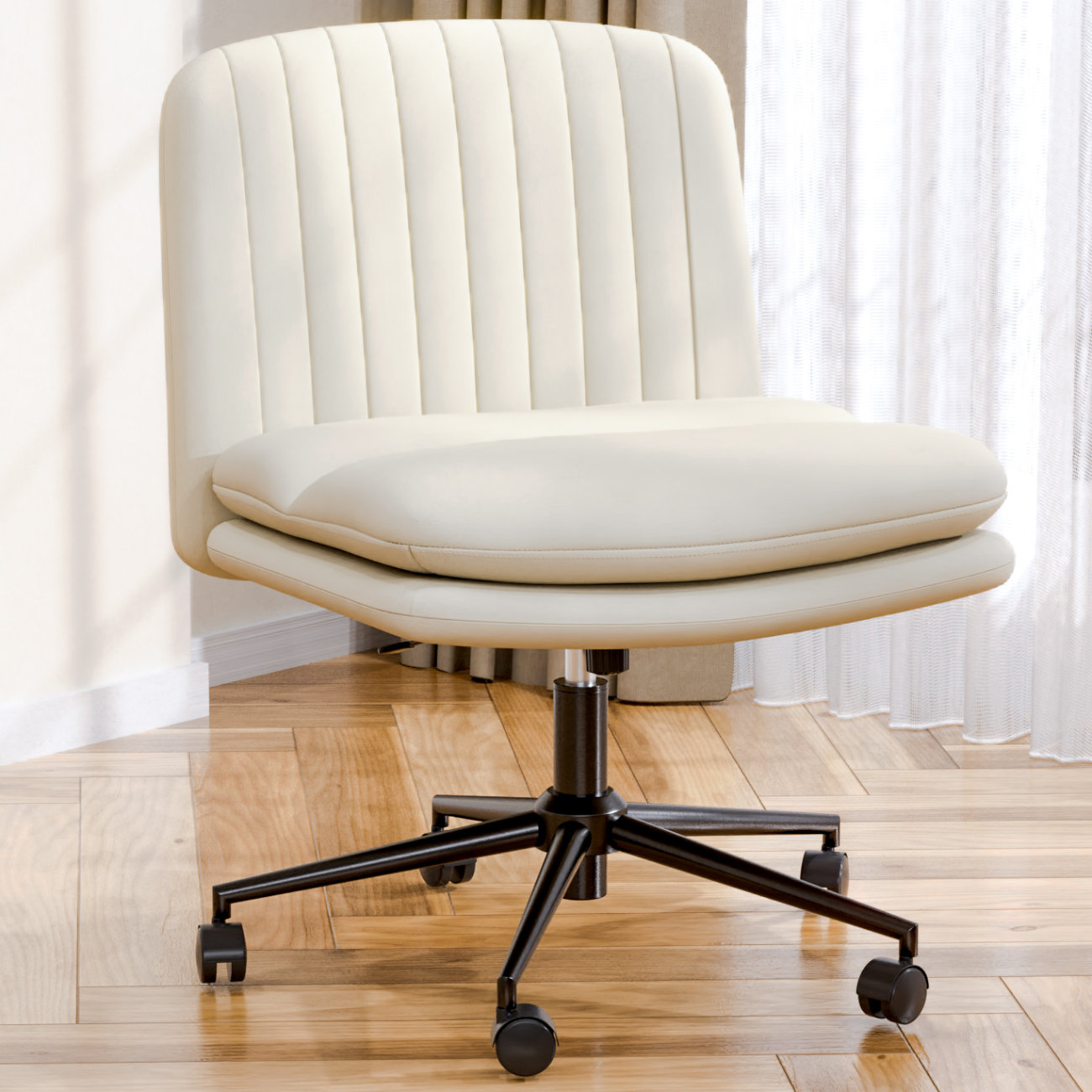 Latitude Run® Criss Cross Legged Task Chair Armless Desk Chair ...