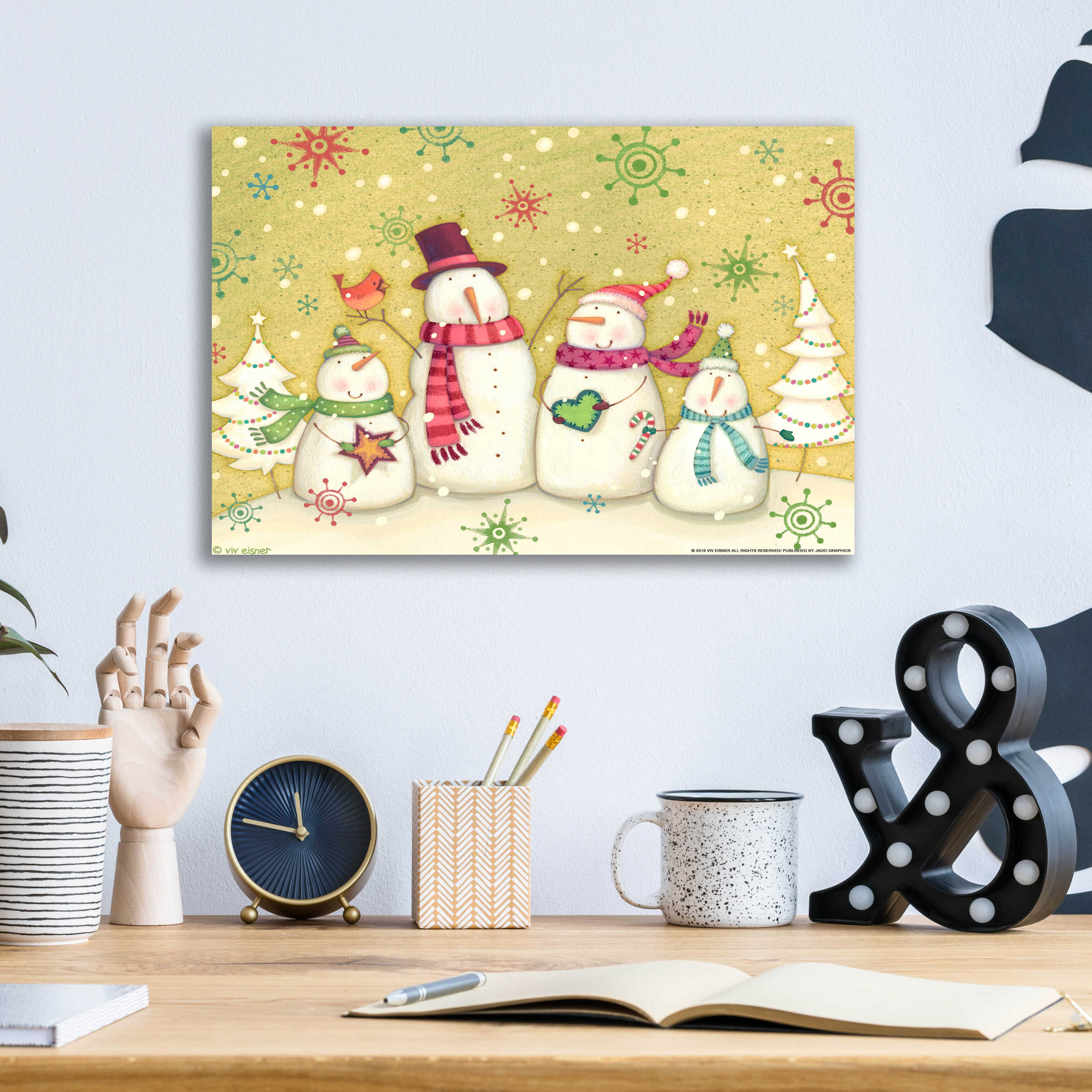 Bungalow Rose 'Snowman Family Nb' by Viv Eisner, Acrylic Glass Wall Art ...