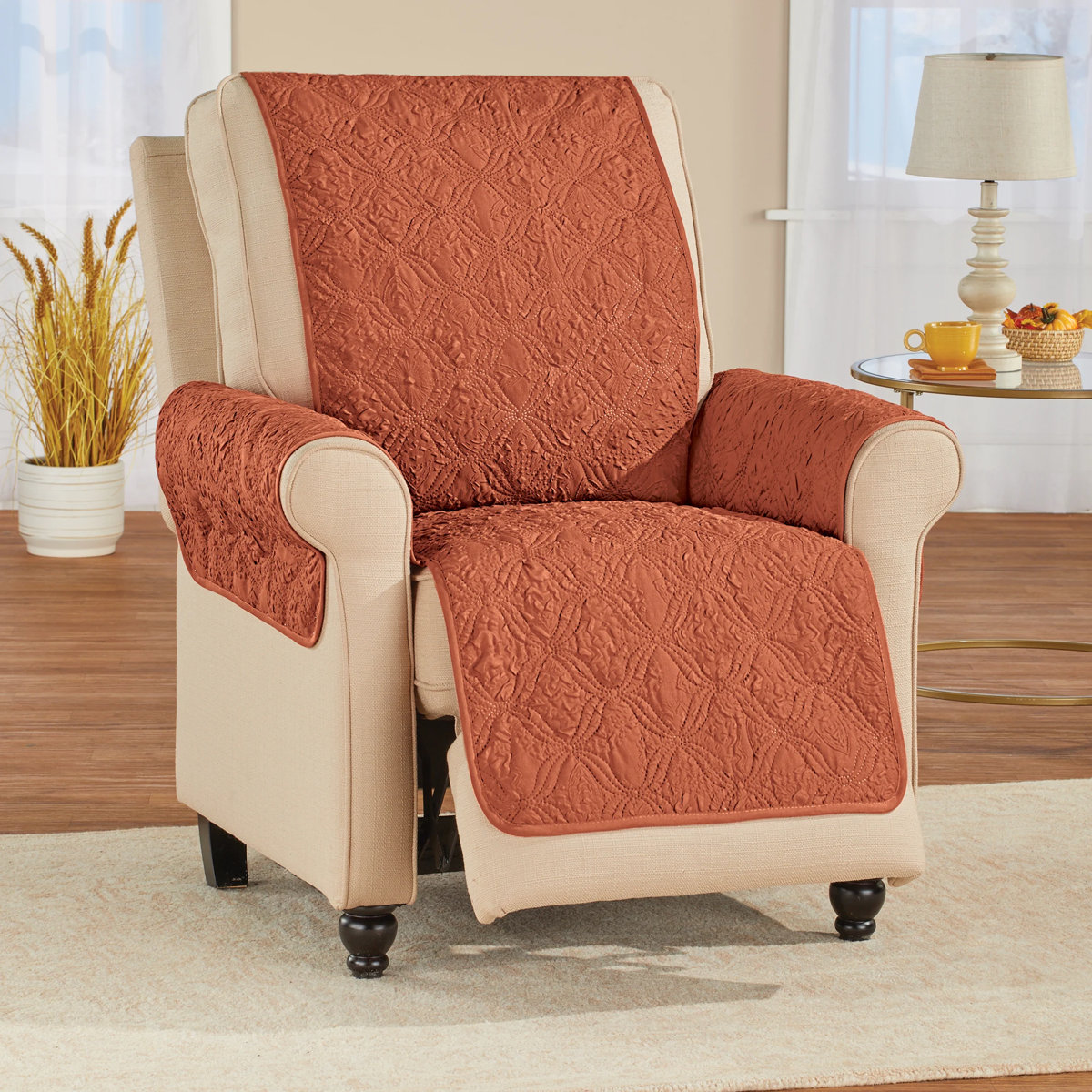 Winston Porter Embossed Ogee Pattern Quilted Furniture Cover & Reviews ...