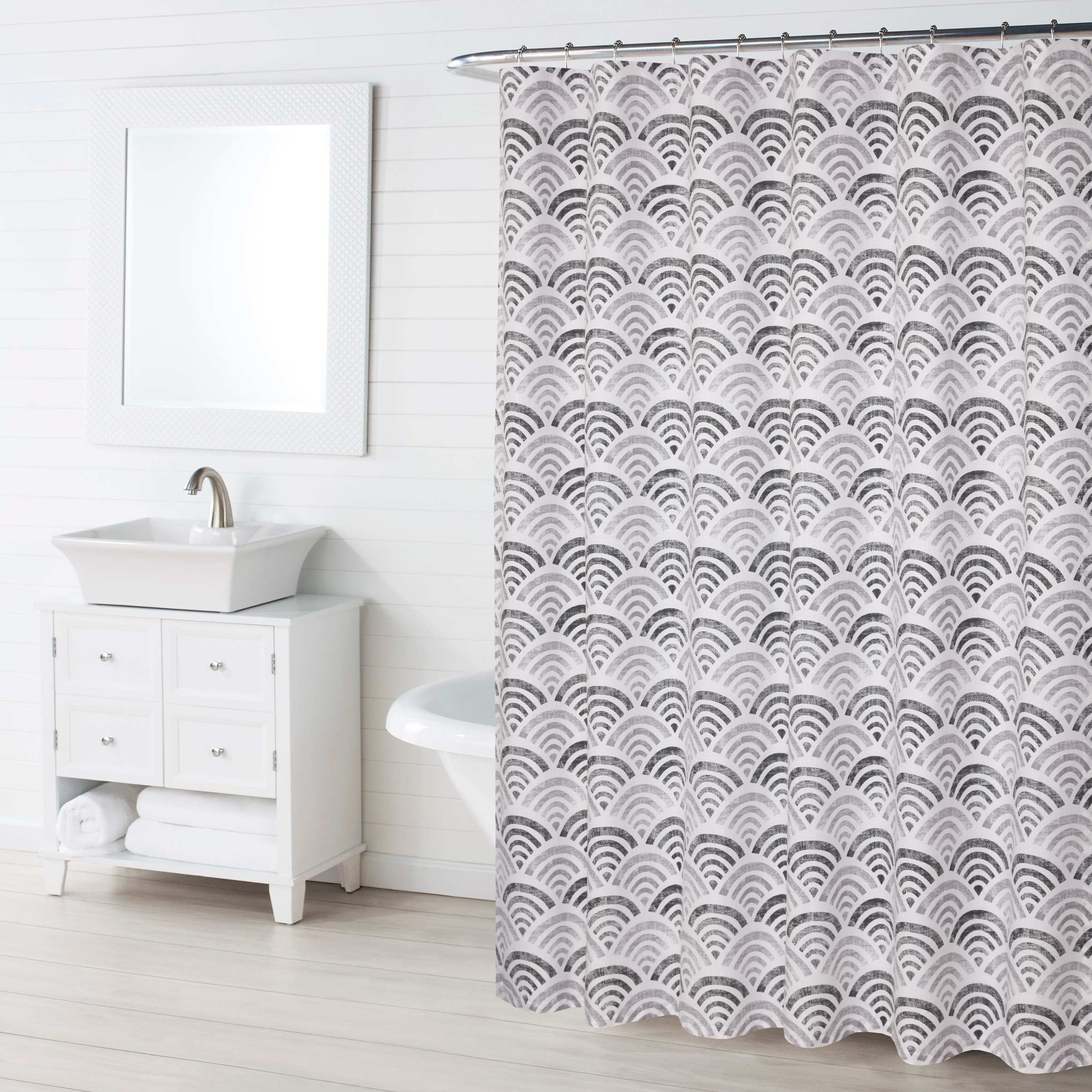 Ruvanti Shower Curtain Poly Cotton Single Shower Curtain Geometric ...