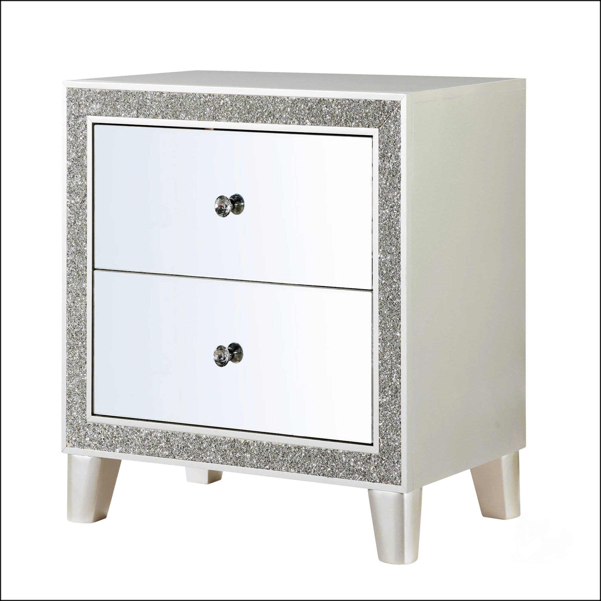 Rosdorf Park Chic Champagne Nightstand With Felt-Lined Drawer And ...