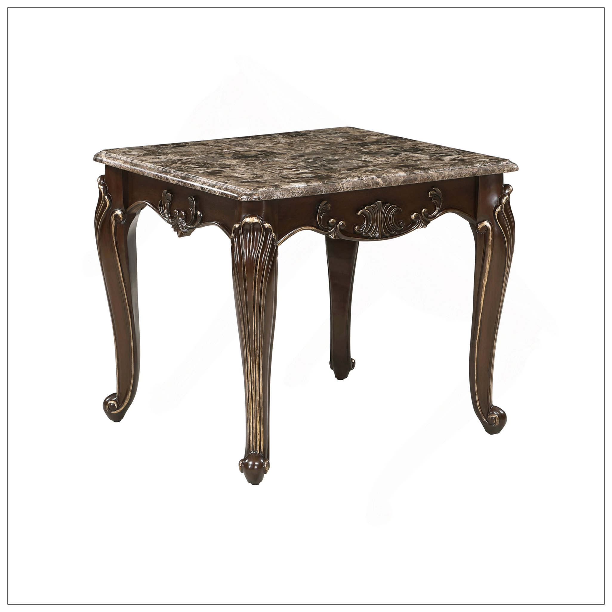 Latitude Run® Formal Traditional Luxury 1Pc Marble Top End Table Cherry ...