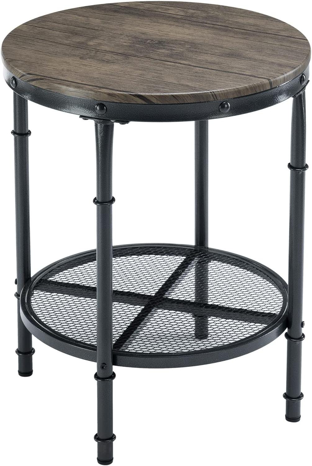 Ebern Designs VINGLI Double Layer Triamine Plate Iron Side Table Round ...