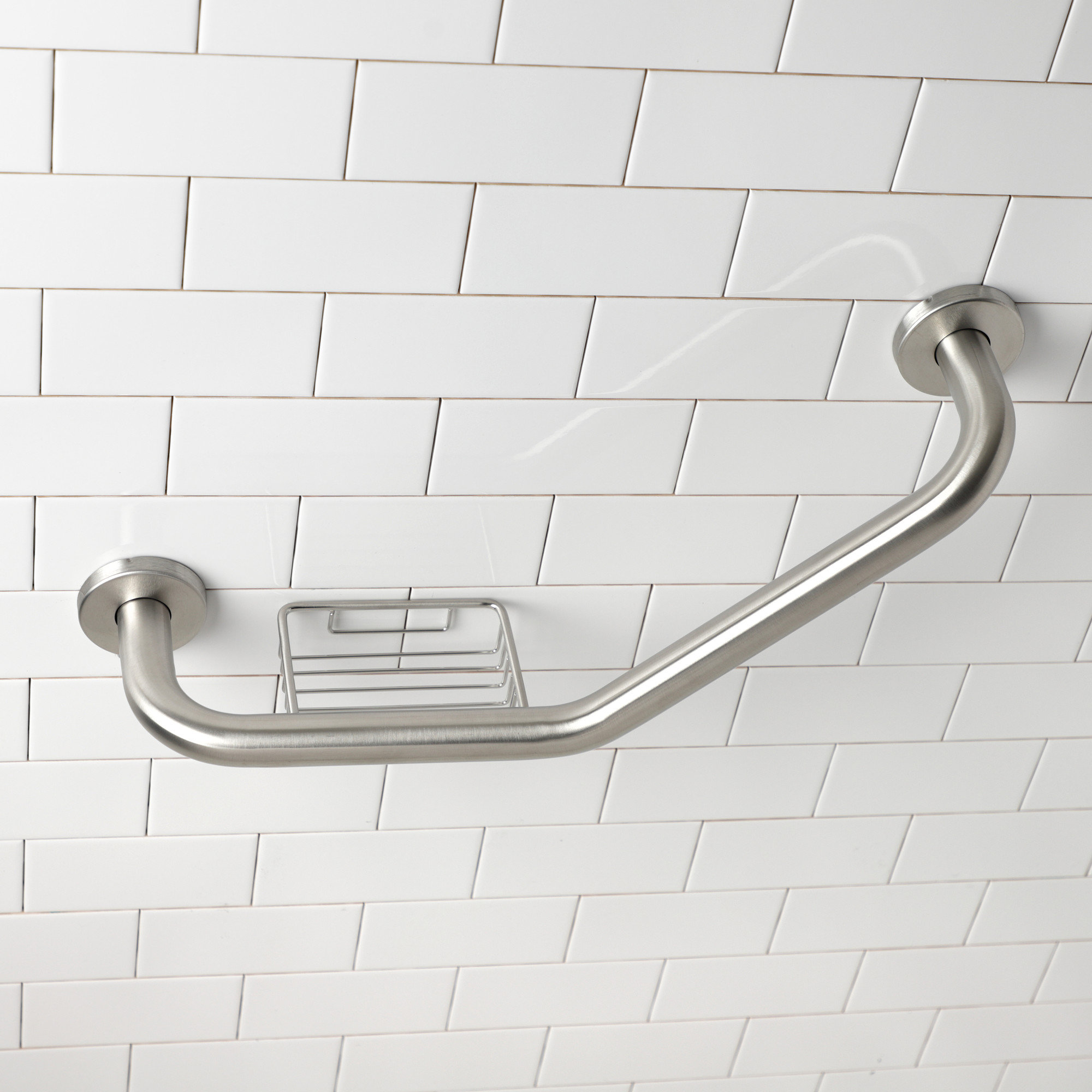 Kingston Brass Meridian 10-Inch x 12-Inch Angled Grab Bar with Soap ...