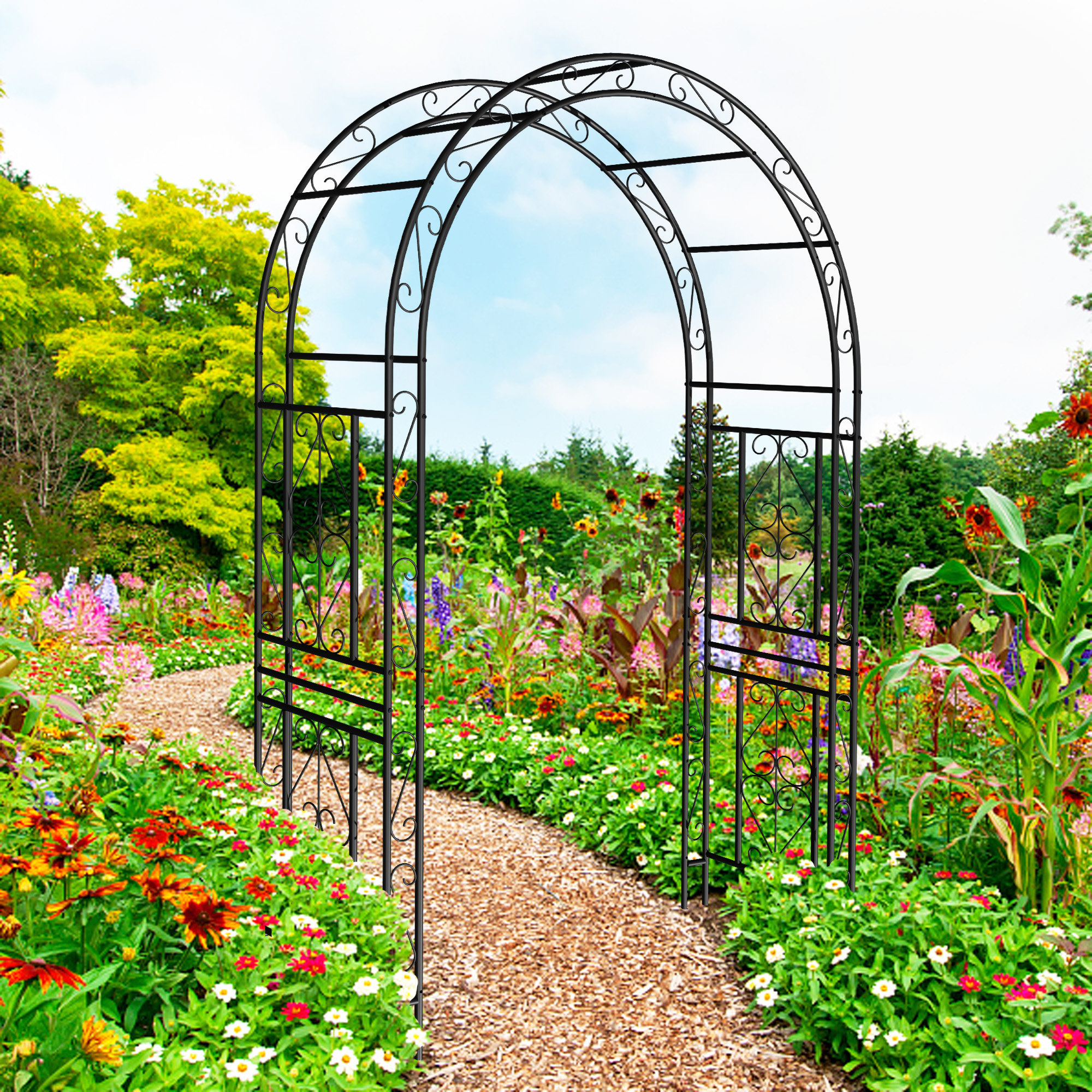 gearonic Black Metal Garden Arbors, Plants Climbing Support,Outdoor ...