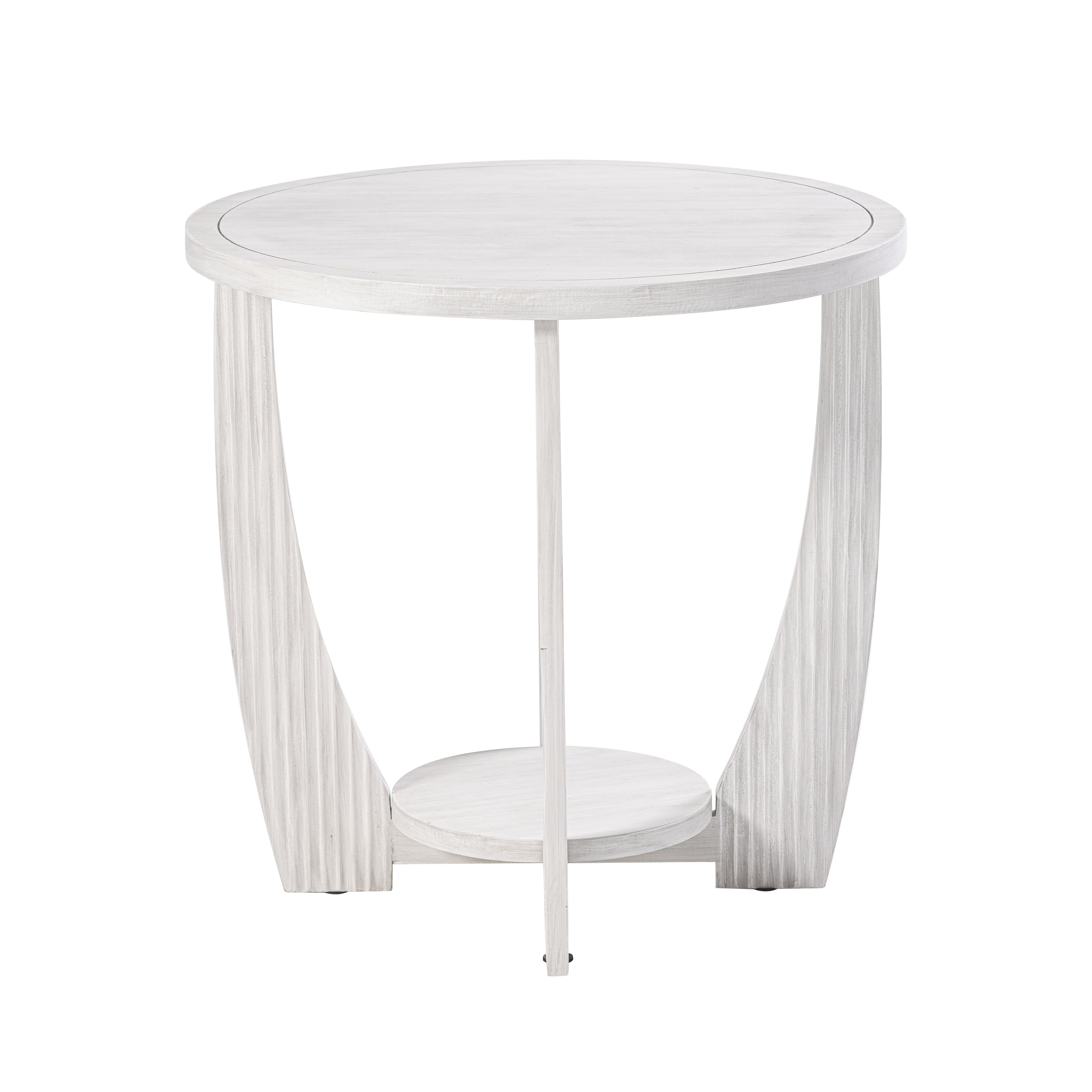 Ophelia & Co. Flora Round Farmhouse End Table with Storage in White ...