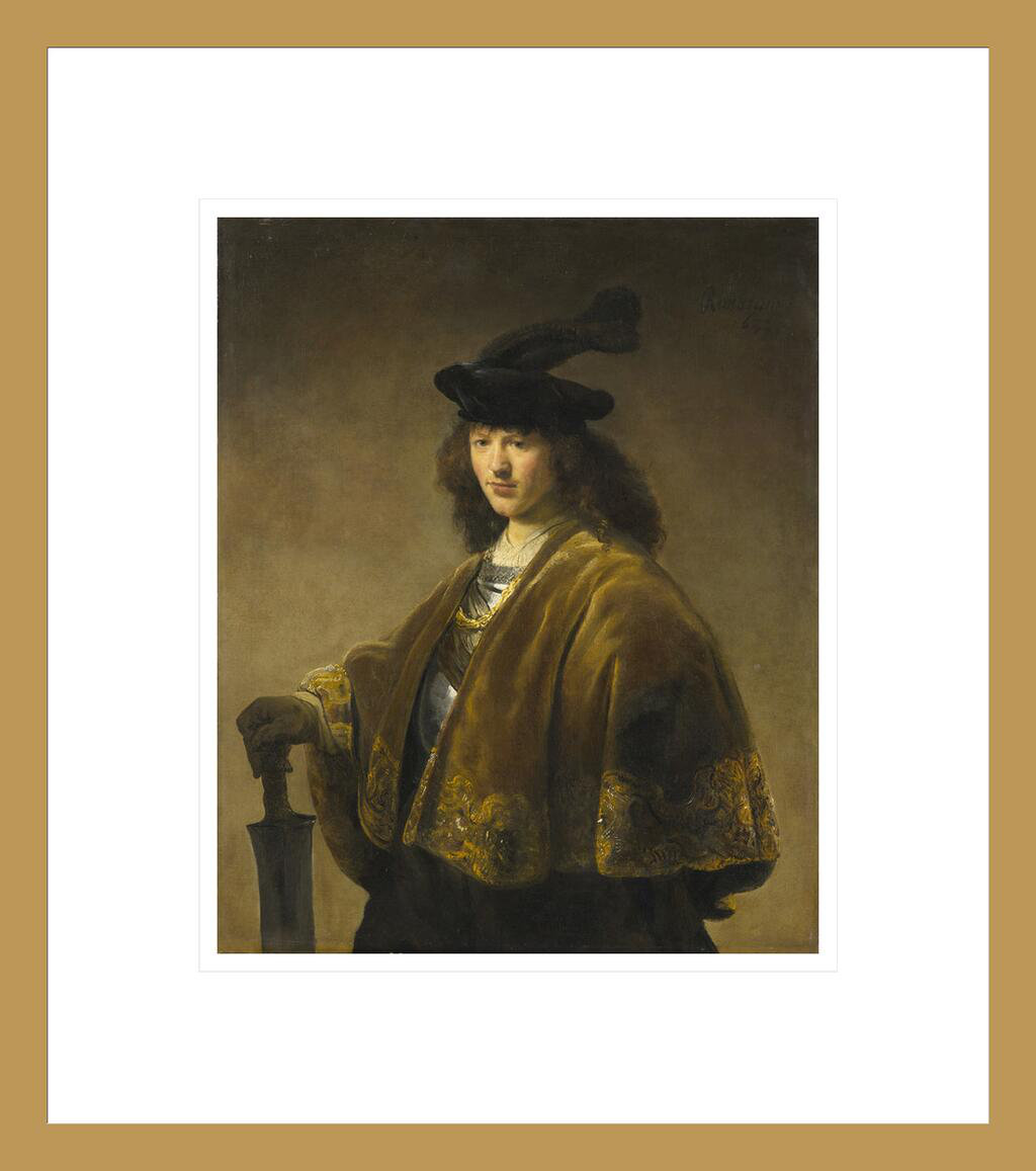 1000Museums Young Man with a Sword by Rembrandt van Rijn - Framed ...