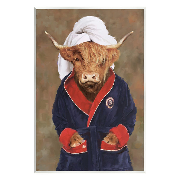 Stupell Industries Cow in Bathroom Robe Wall Plaque Art by PSL Art ...