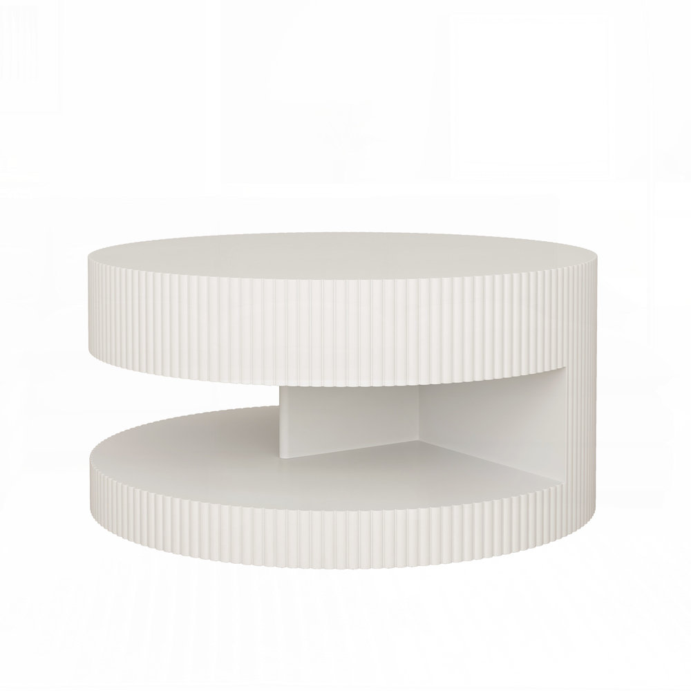 Latitude Run® Round Coffee Table with Vertical Stripe Design and ...